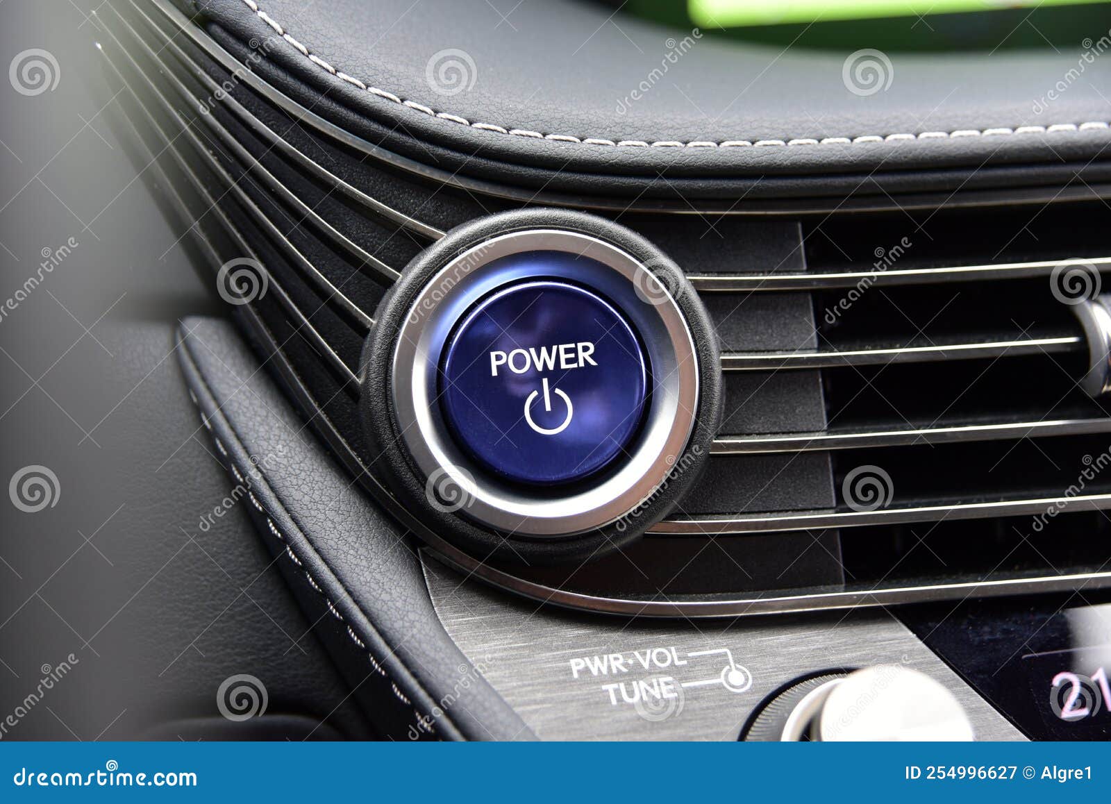 Start Stop Engine Button on a Modern Car Dashboard Stock Image - Image ...