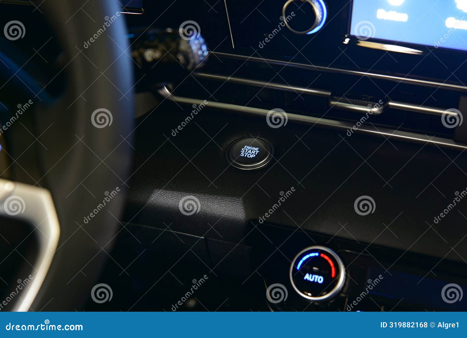 Start Stop Engine Button on a Modern Car Dashboard Stock Photo - Image ...