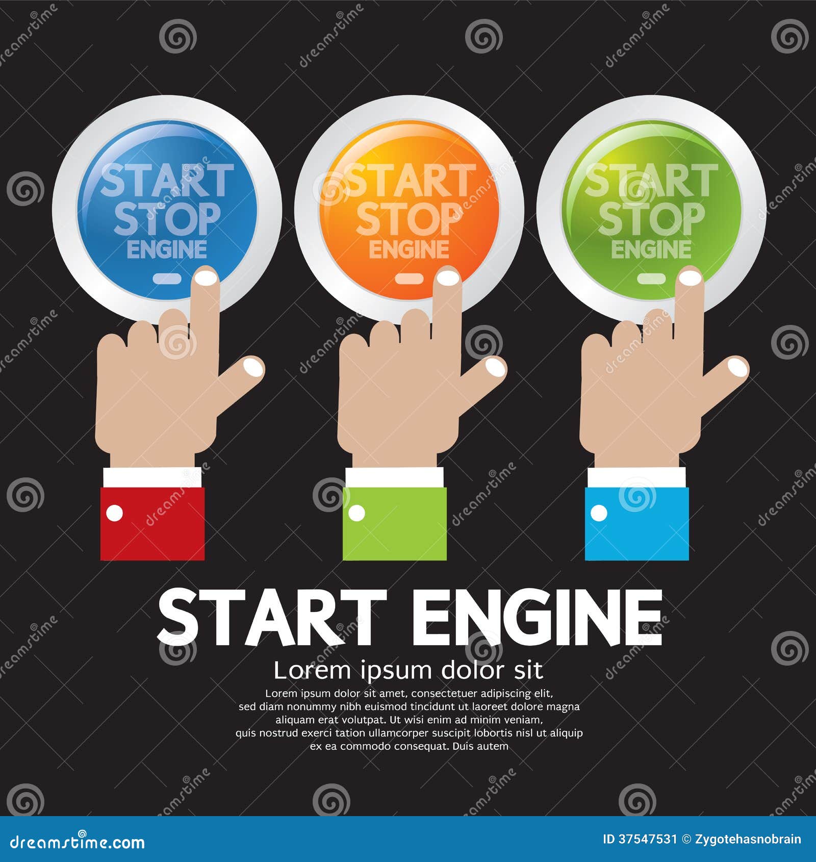 Start-Stop Engine Button Set. Stock Vector - Illustration of object ...