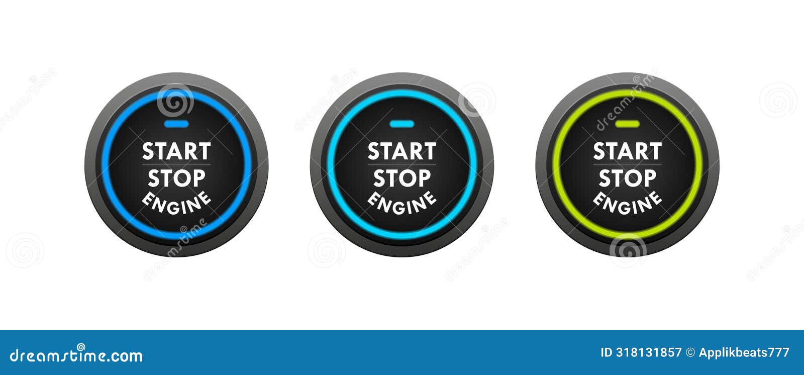Start Stop Engine Button Set. Engine Starting and Stopping System ...