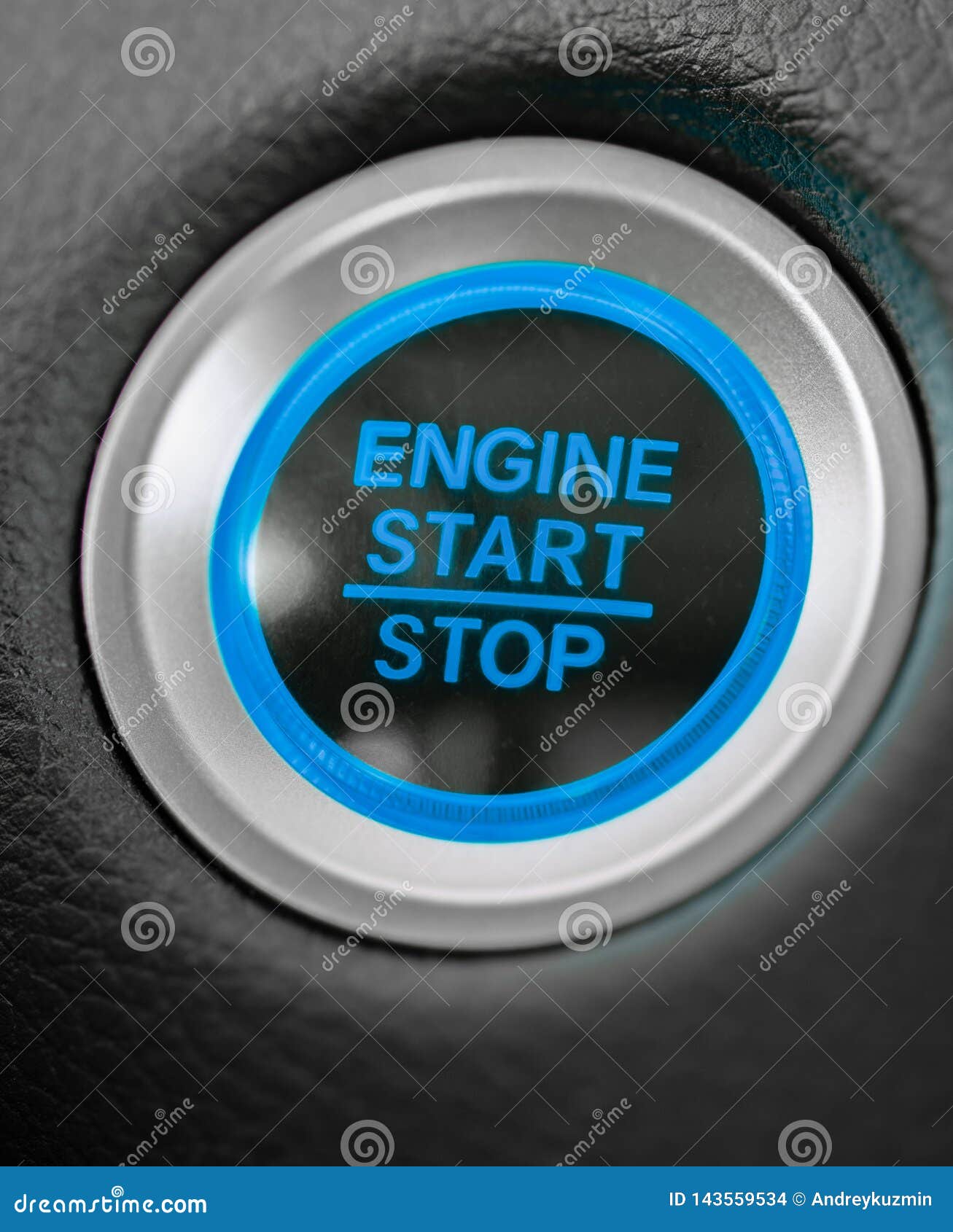 Start Stop Engine Car Blue Button Stock Photo - Image of automobile ...