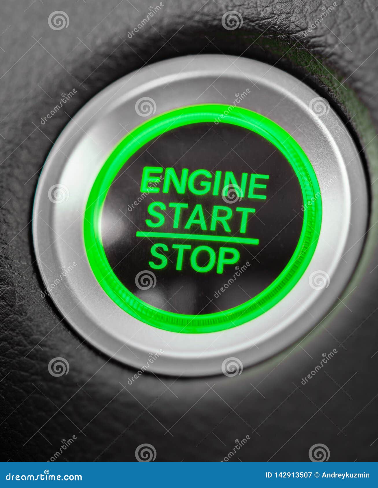 Start Stop Engine Car Green Button Stock Image - Image of lighting ...