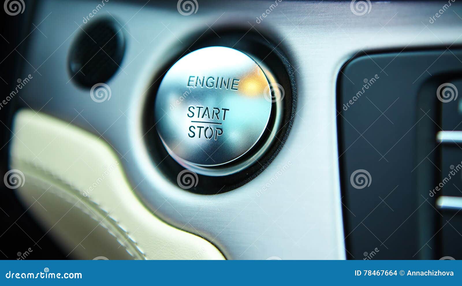 Start Stop Engine Modern New Car Button Stock Photo - Image of drive ...