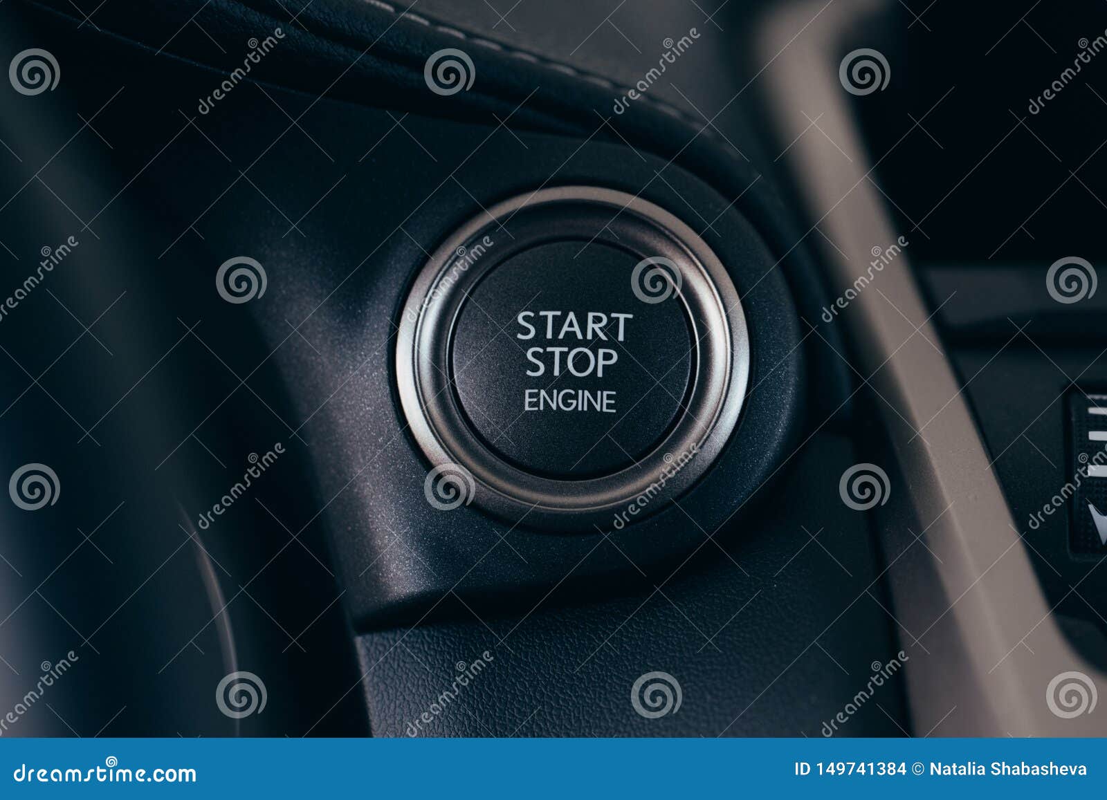 Start Stop Engine Modern New Car Button Stock Photo - Image of chrome ...