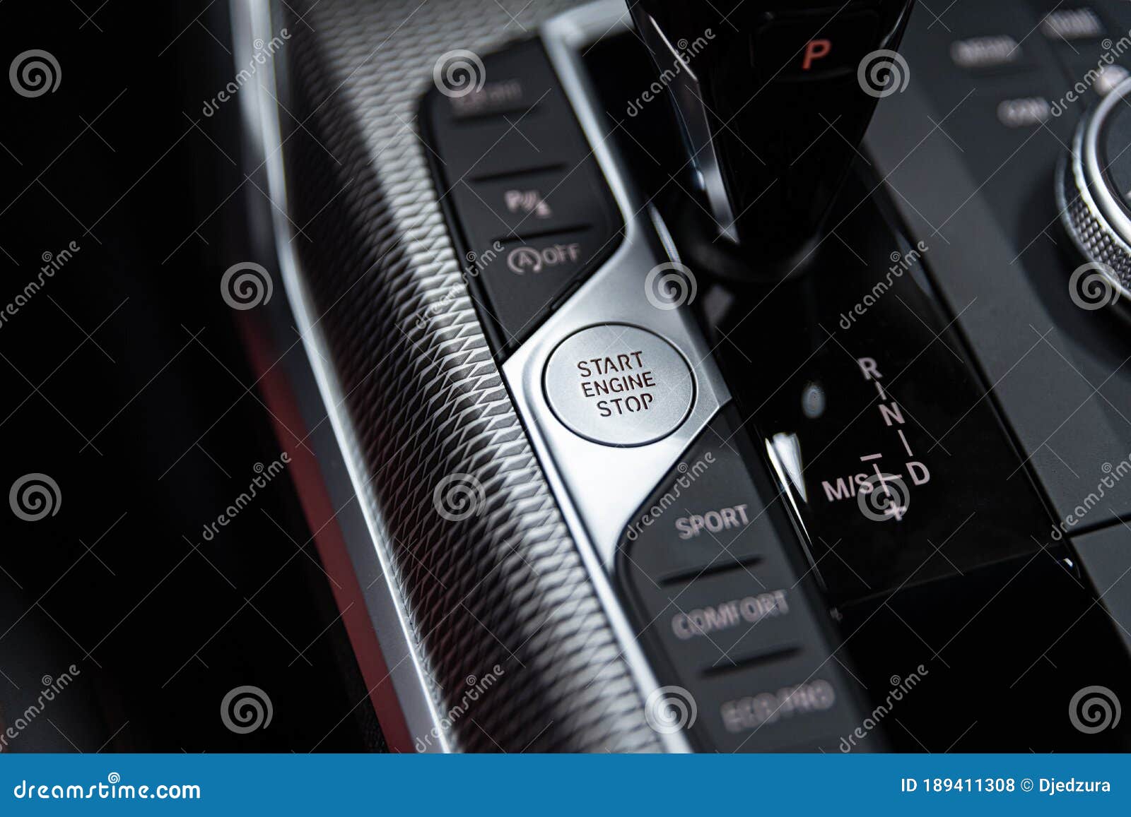 Start and Stop Engine Push Button. Modern Car Stock Photo - Image of ...