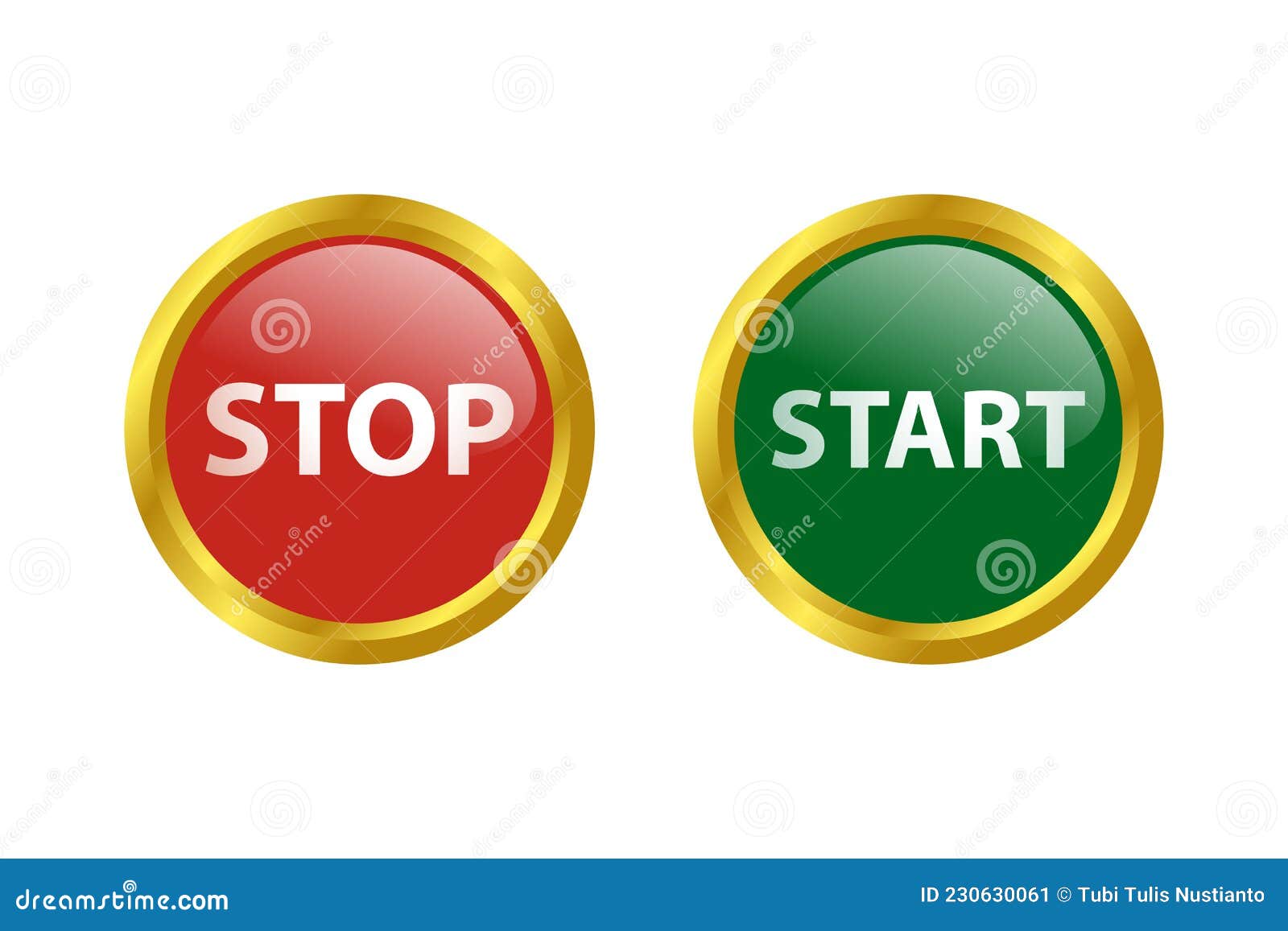 3d Modern Luxury Icon, Start and Stop Button, Colorful, Vector Element ...