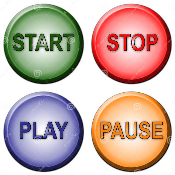 Start Stop Play Pause Buttons Stock Illustration - Illustration of ...