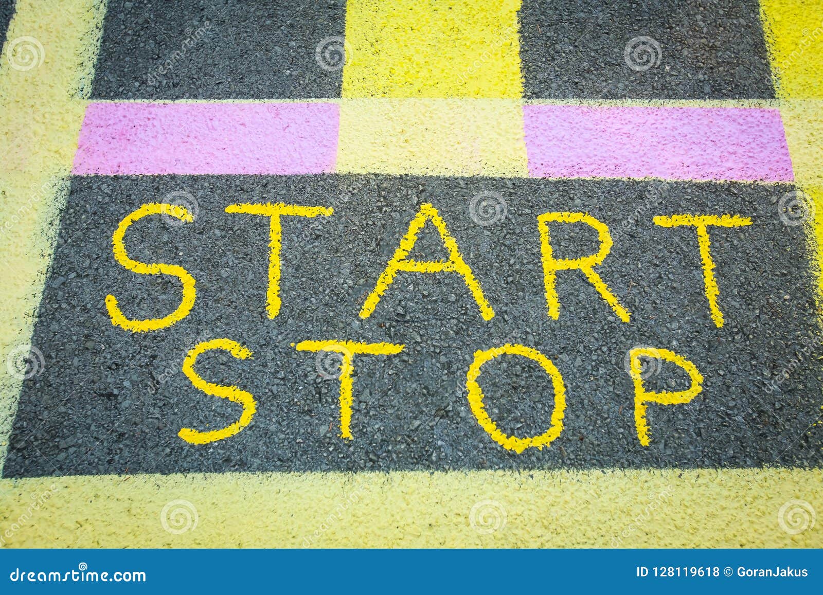 Start and Stop Sign on Road Stock Photo - Image of exercise, pink ...