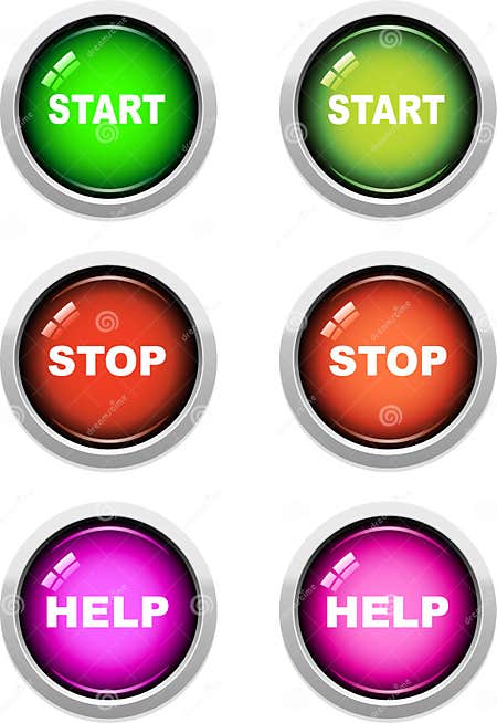 Start / Stop Web Buttons stock vector. Illustration of metallic - 9227899
