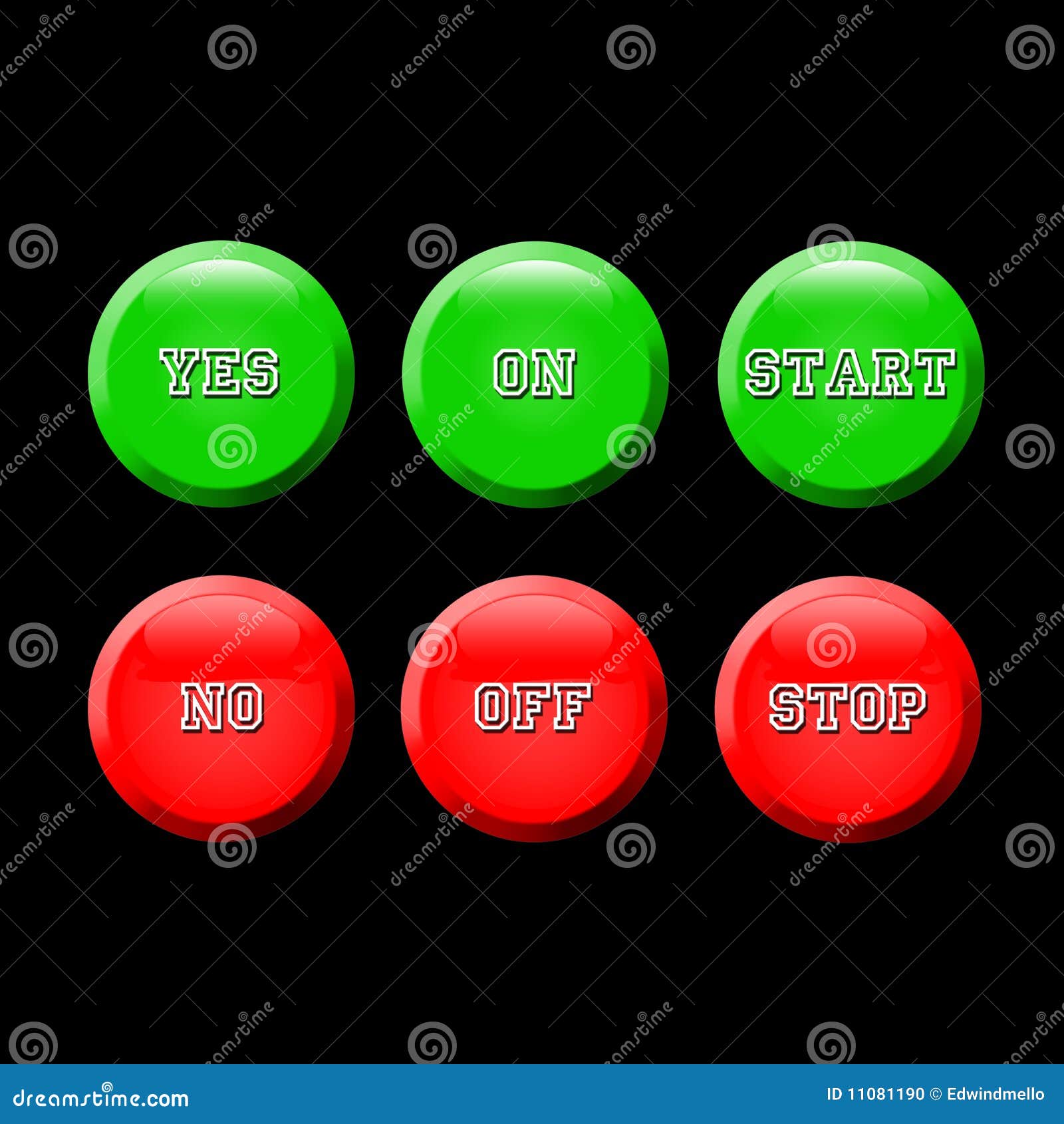 Start, Stop, Yes, No, on, Off Stock Illustration - Illustration of ...