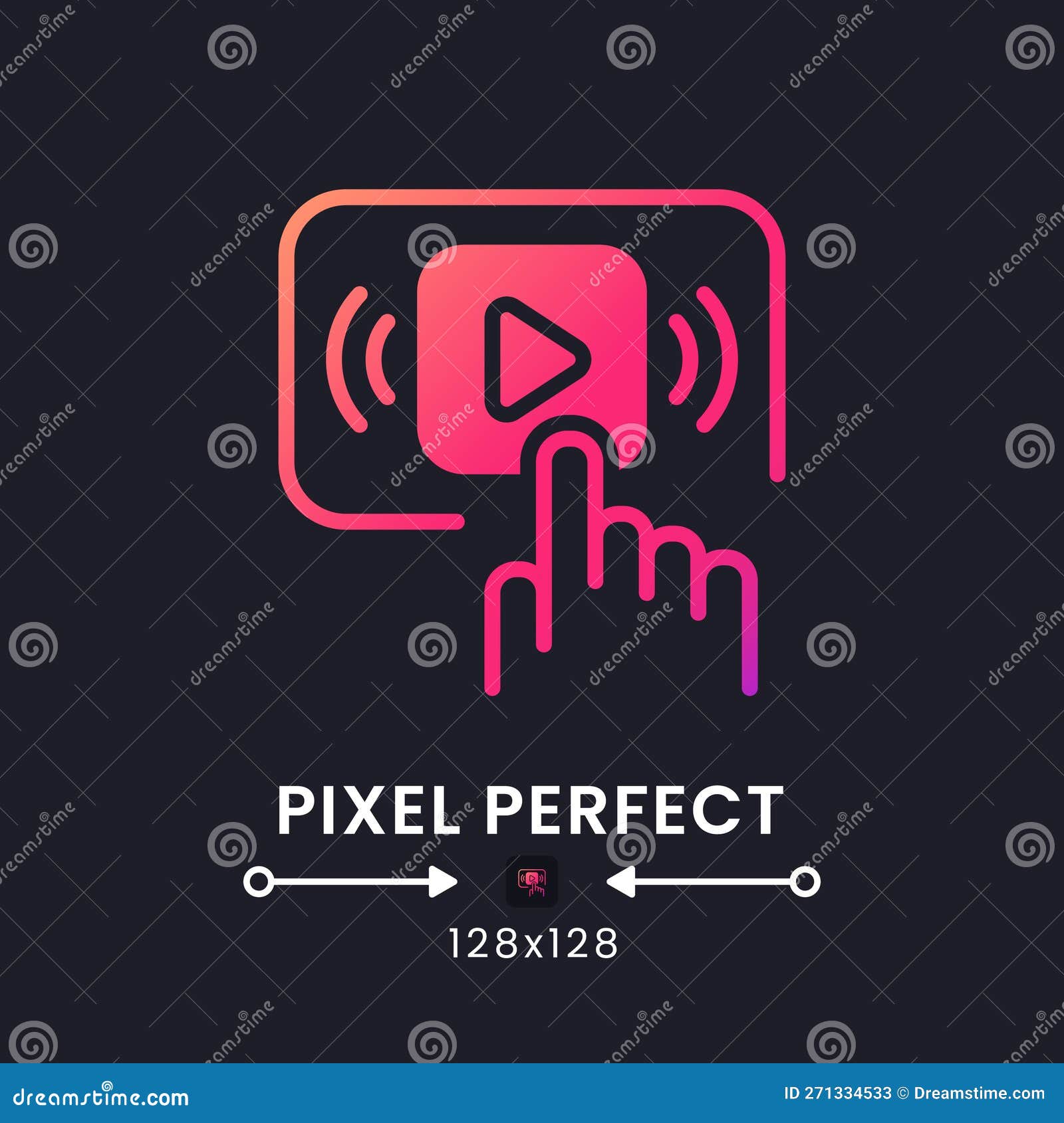 Start Streaming Pink Solid Gradient Desktop Icon on Black Stock Vector ...