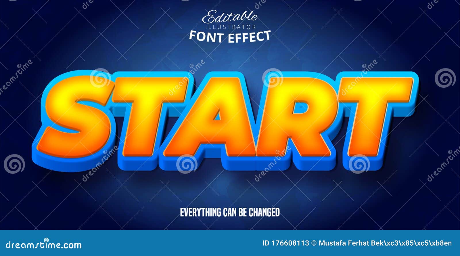 Start Text, 3d Editable Font Effect Stock Vector - Illustration of ...
