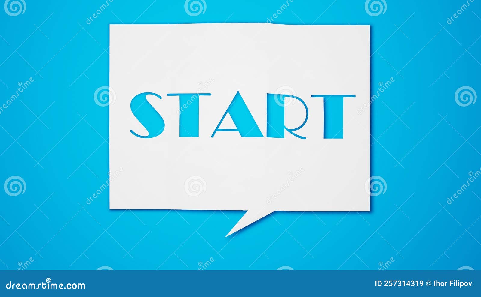 Start Text Design with Letter Cutouts on White Paper on the Blue ...
