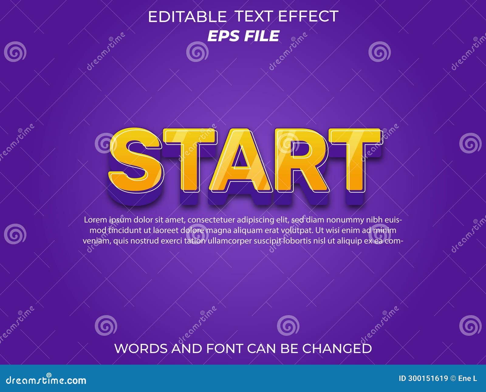 Start Text Effect, Font Editable, Typography, 3d Text. Vector Template ...