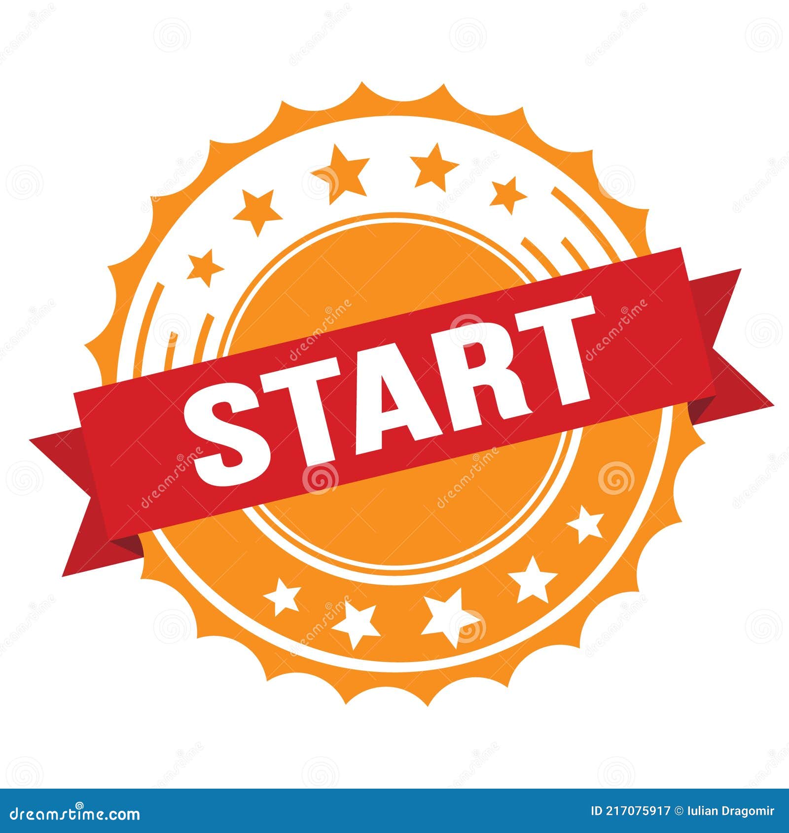 START Text on Red Orange Ribbon Stamp Stock Illustration - Illustration ...