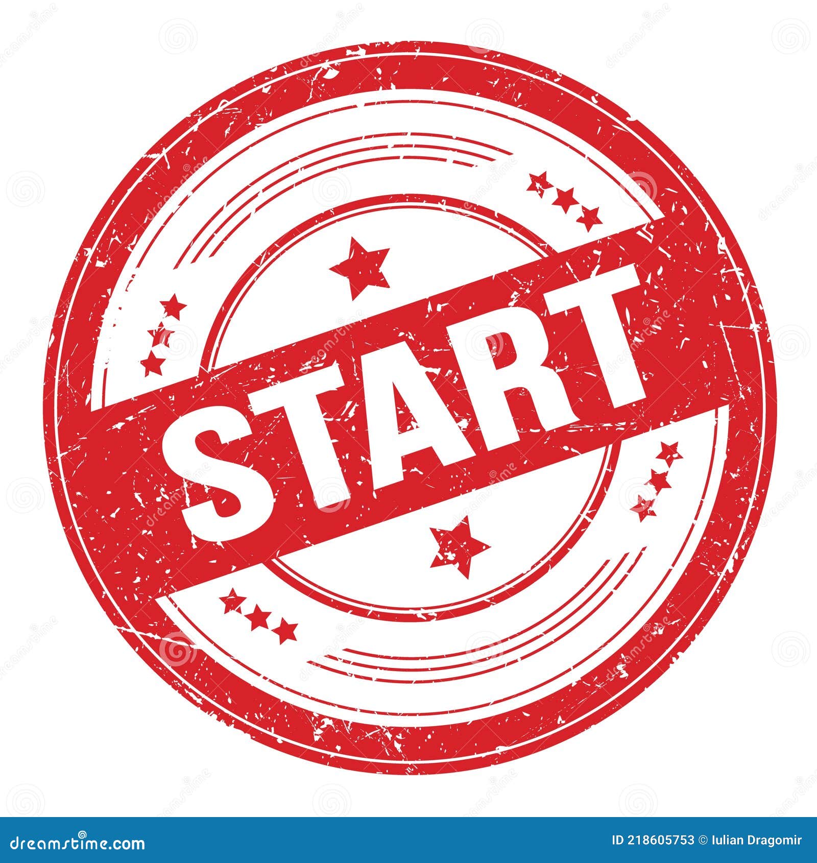 START Text on Red Round Grungy Stamp Stock Illustration - Illustration ...