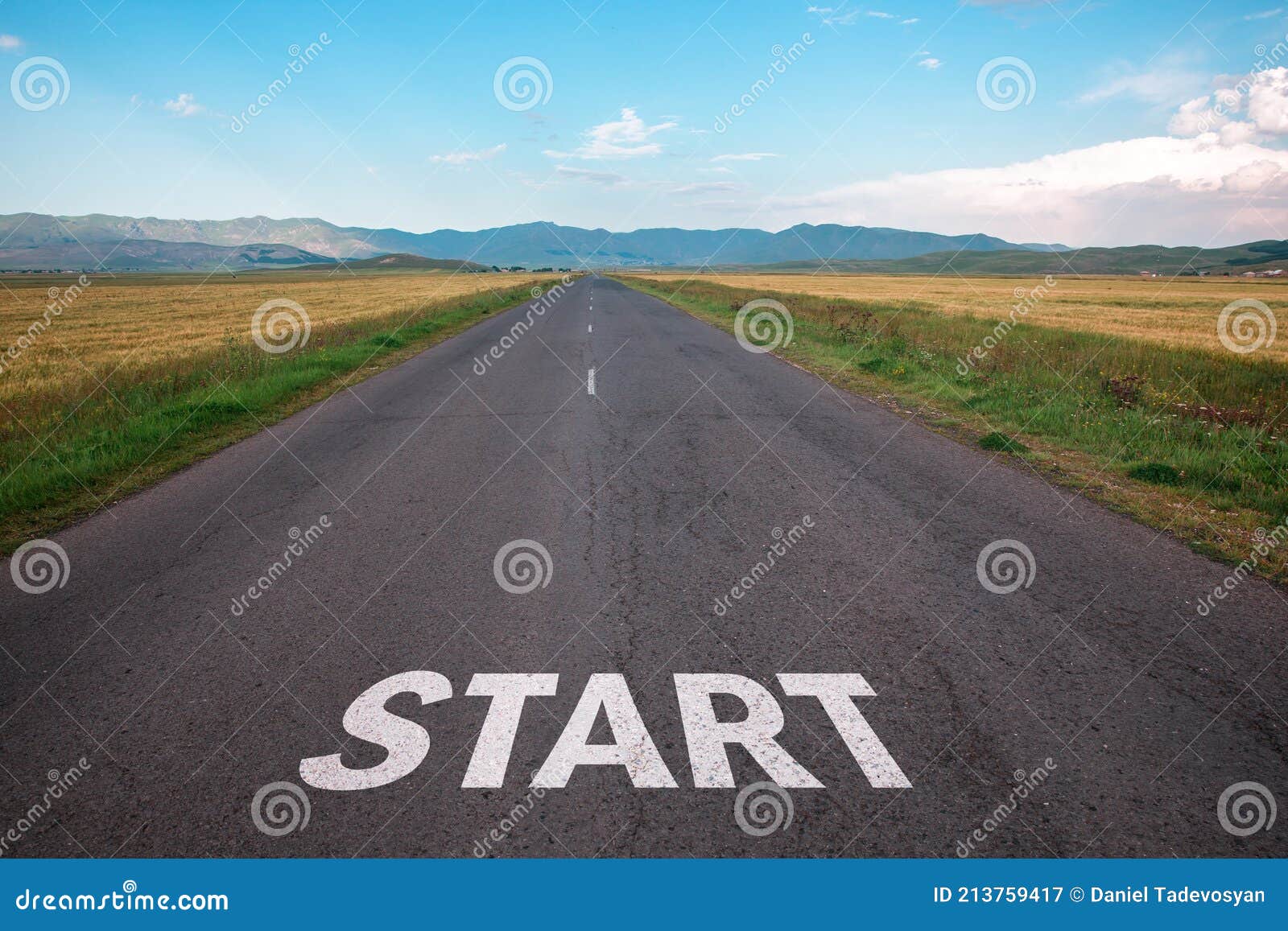 Start text on road stock image. Image of perspective - 213759417