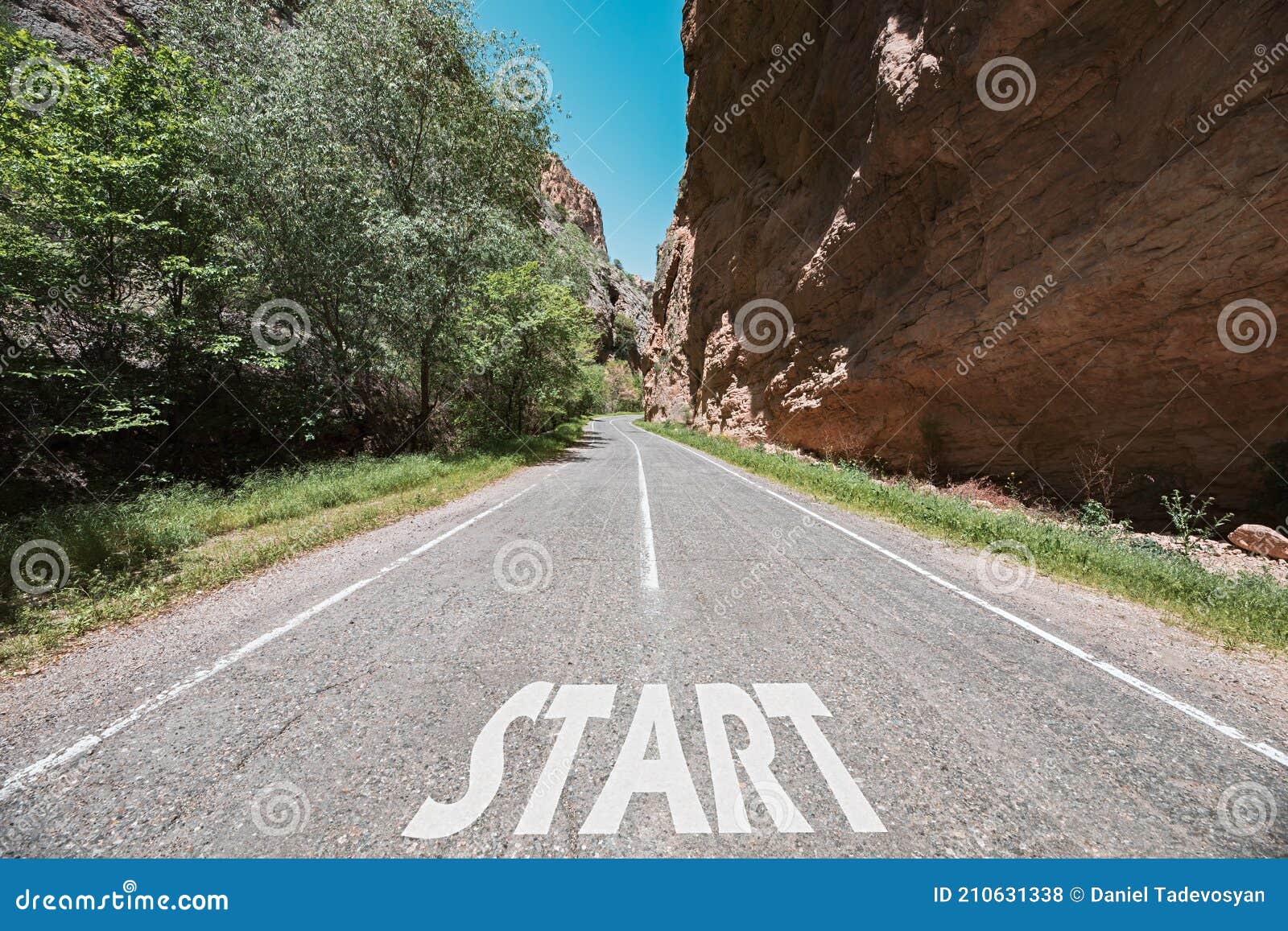 Start text on road stock photo. Image of successful - 210631338