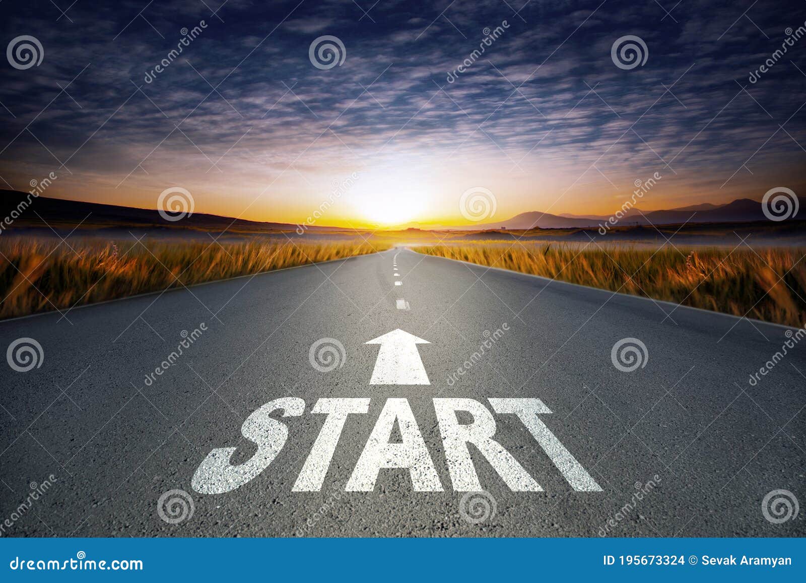 Start text on road stock photo. Image of road, nature - 195673324