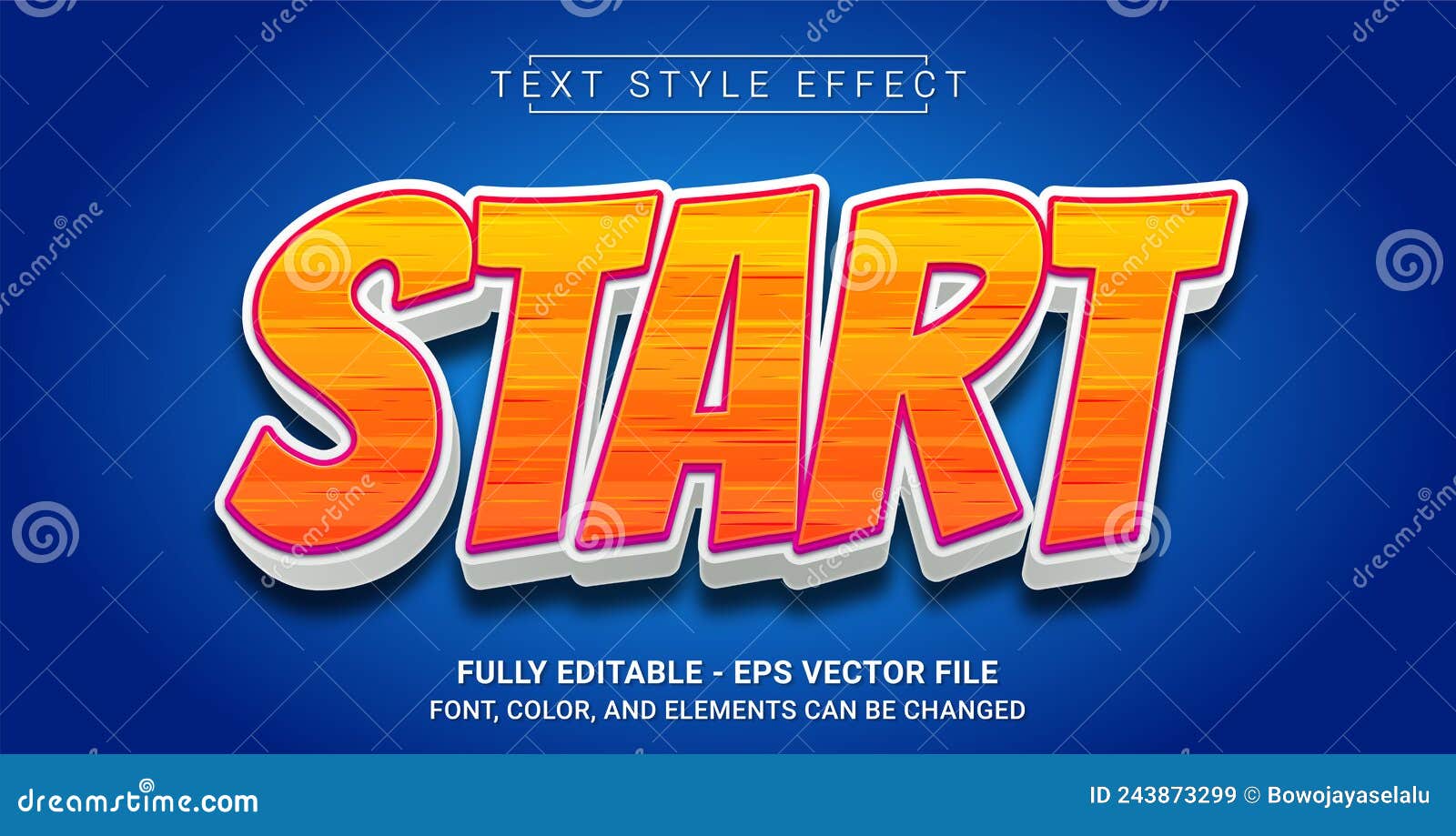 Start Text Style Effect. Editable Graphic Text Template Stock Vector ...
