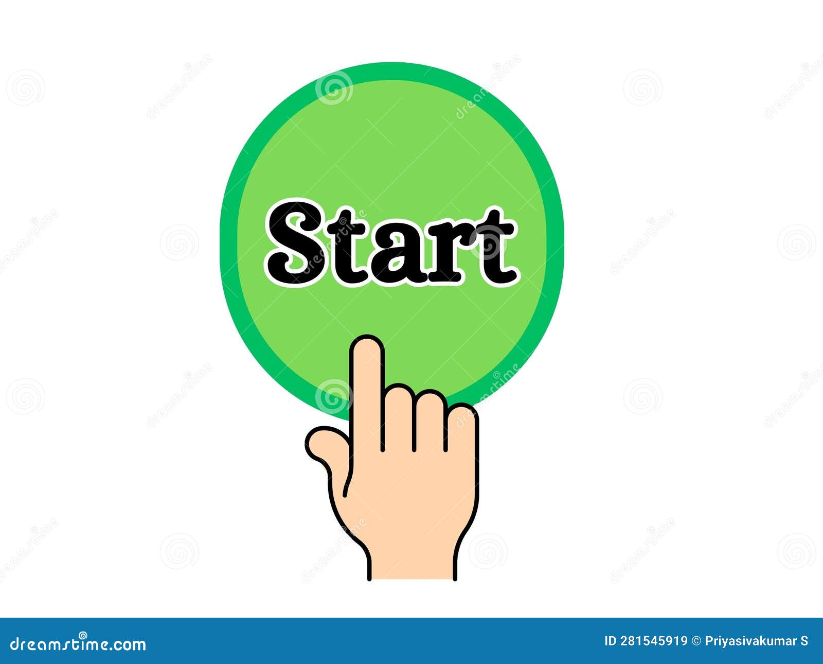 Start Text Written on Green Round with a Hand Pressing on it - 1 Stock ...