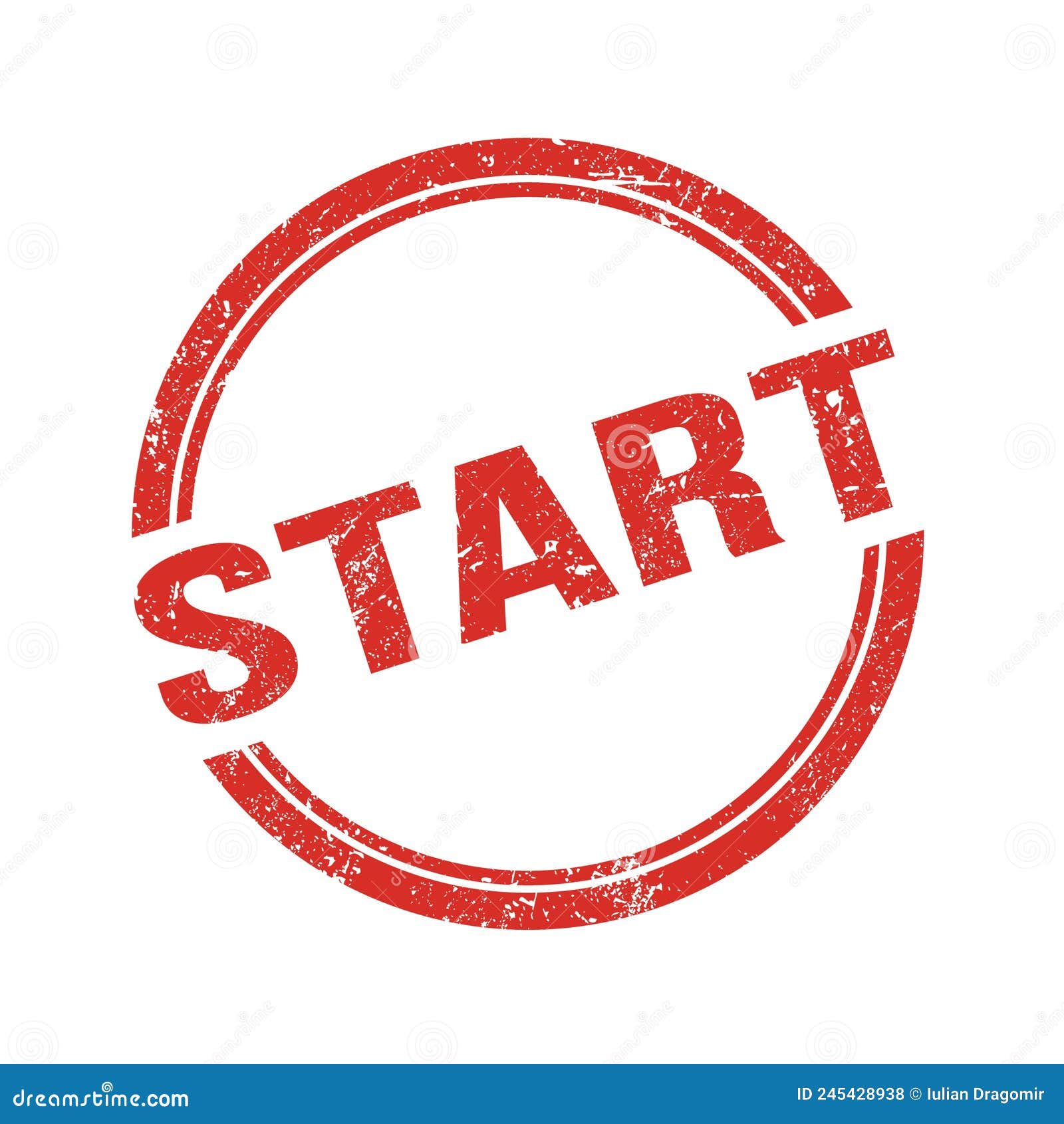 START Text Written on Red Grungy Round Stamp Stock Illustration ...