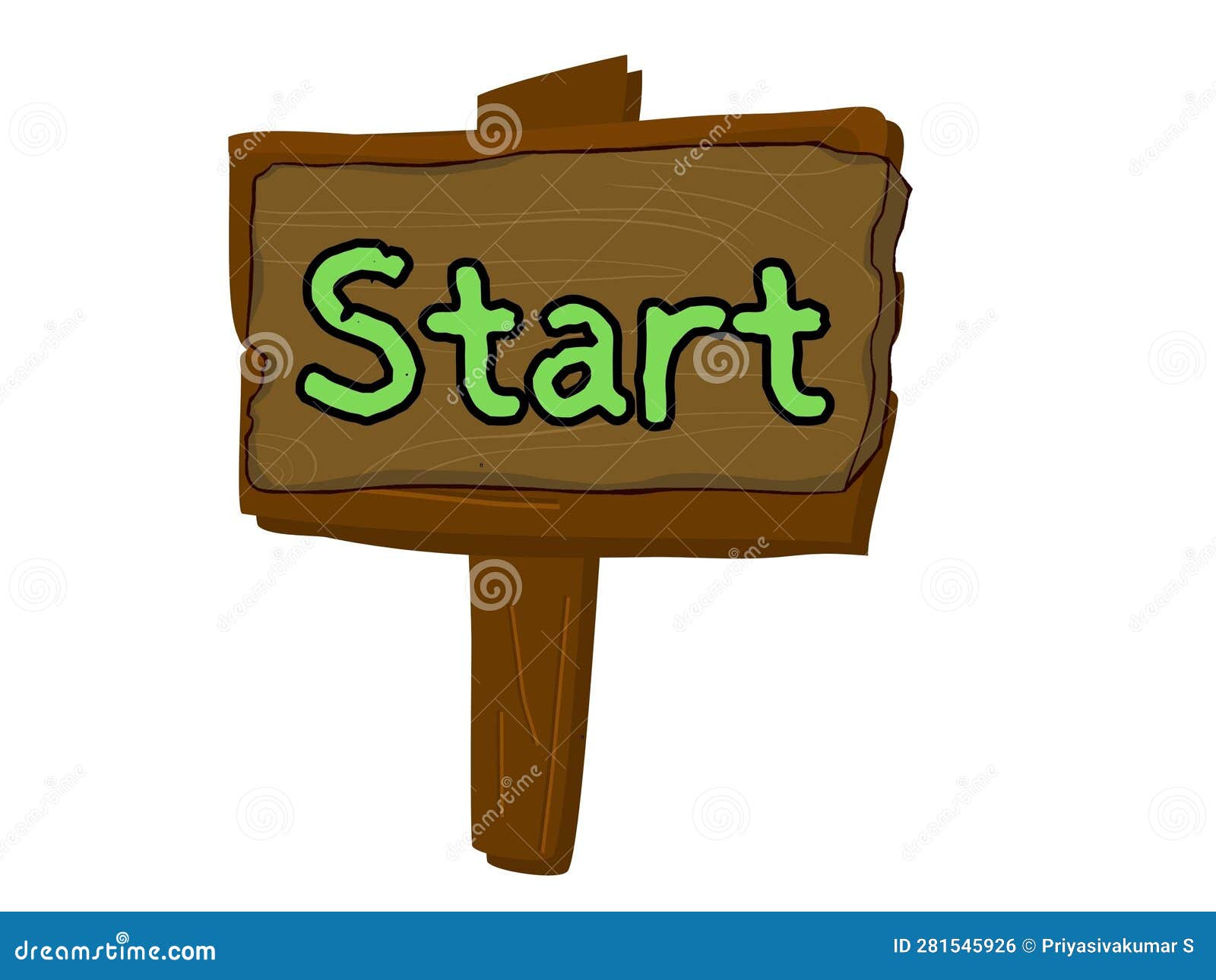 Start Text Written on Wooden Name Board - 1 Stock Illustration ...