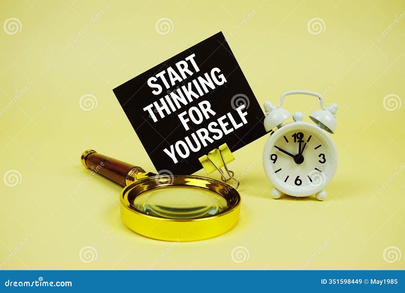 Start Thinking for Yourself Text Message on Sticky Note with Magnifying ...