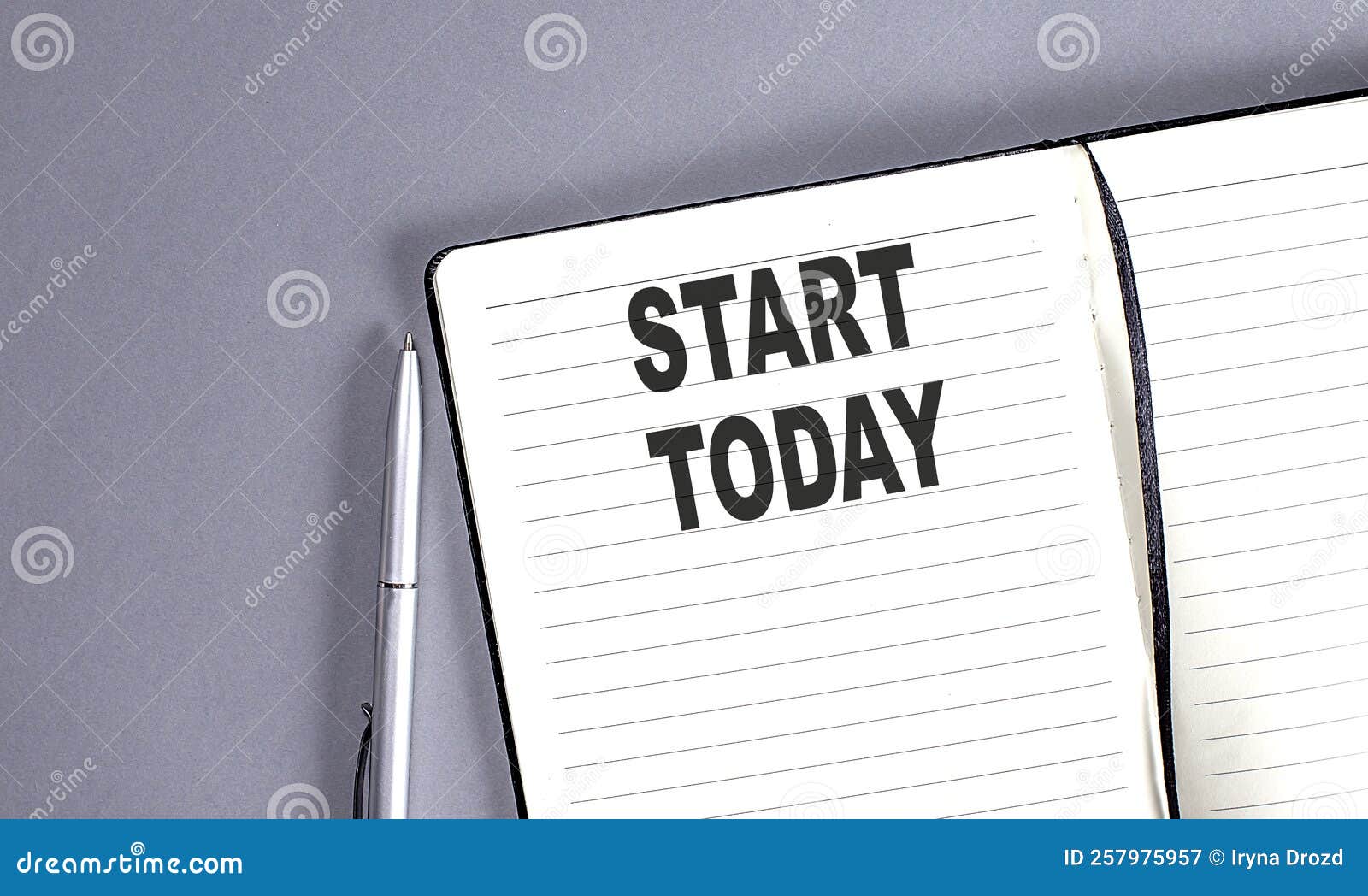 START TODAY Word on the Notebook with Pen Stock Image - Image of ...