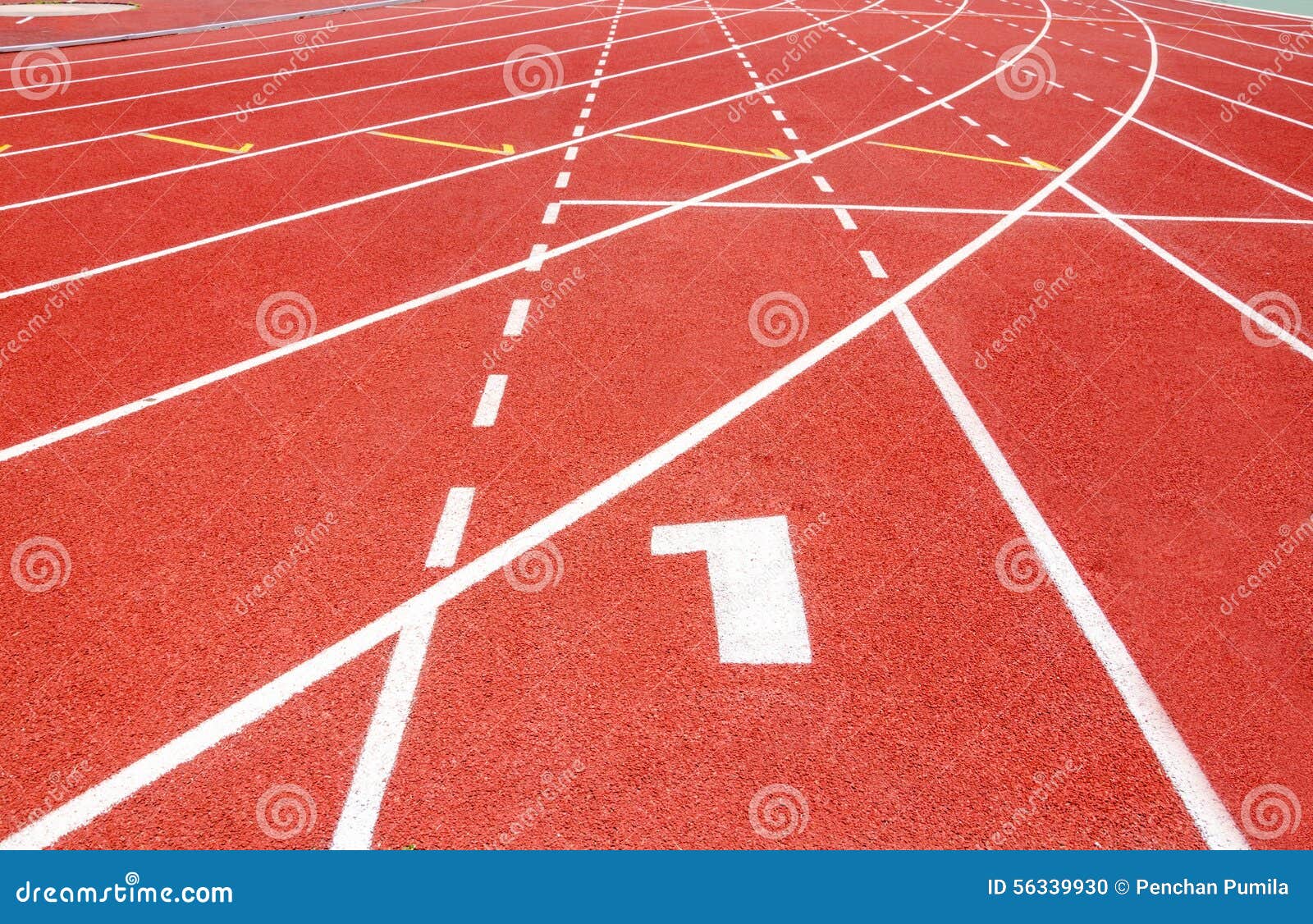 Start Track. Lanes 1 Number One. Stock Photo - Image of paint ...