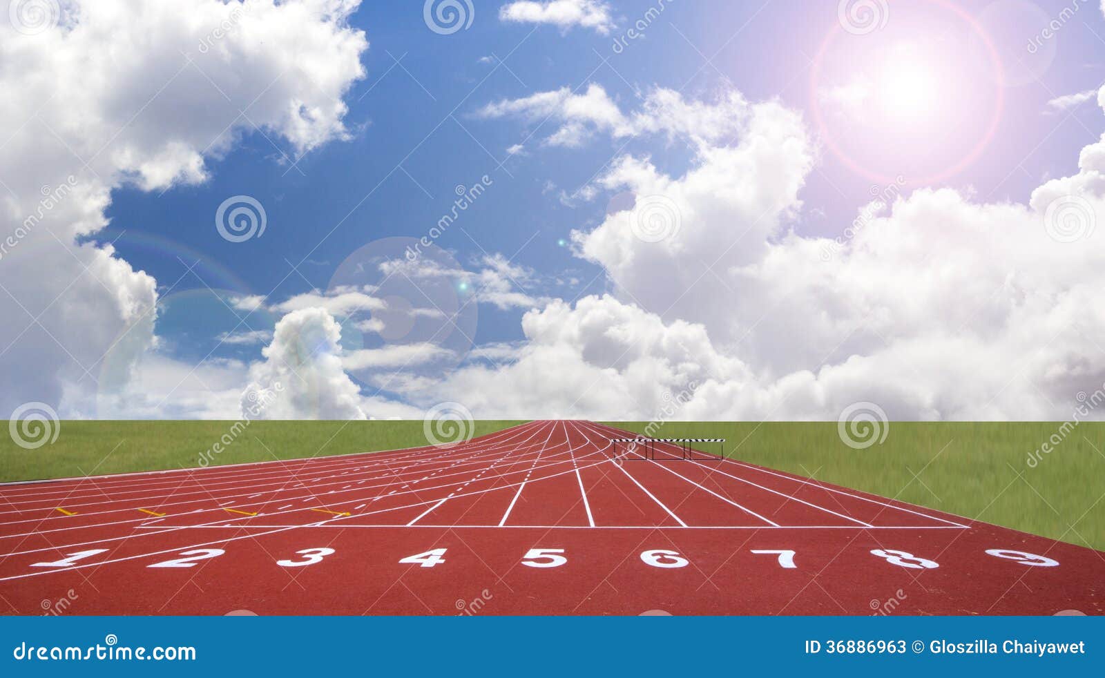 Start Track. Line on a Red Running Track Stock Image - Image of natural ...