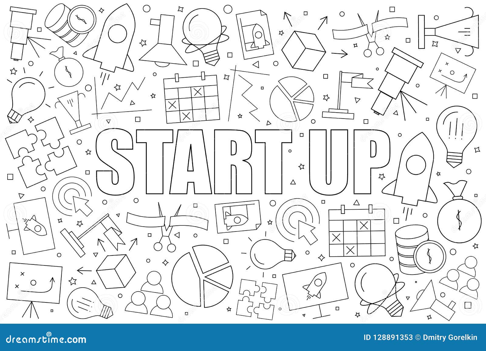 Start Up Background from Line Icon. Linear Vector Pattern Stock Vector ...