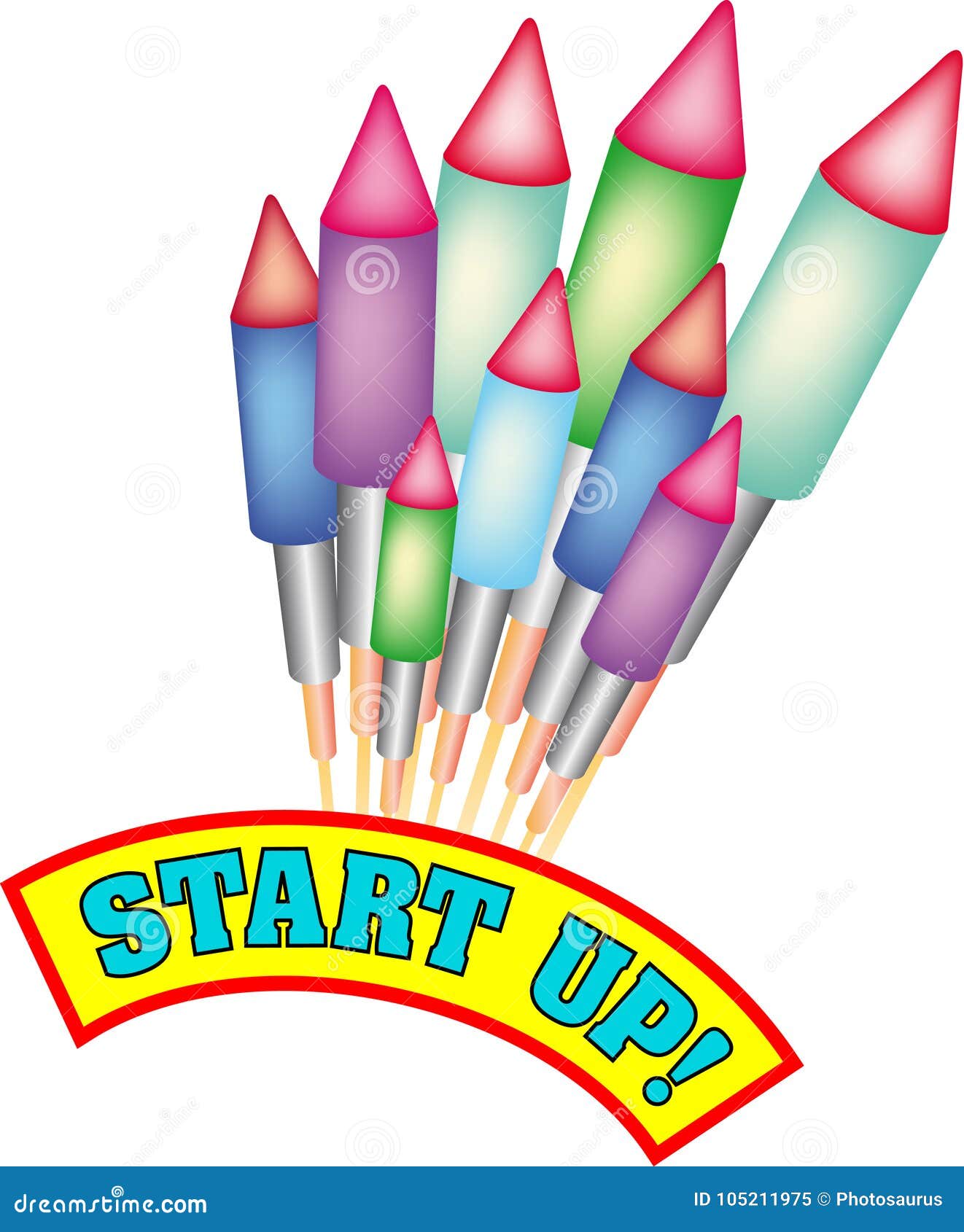 Start Up with Bottle Rockets Stock Vector - Illustration of start ...