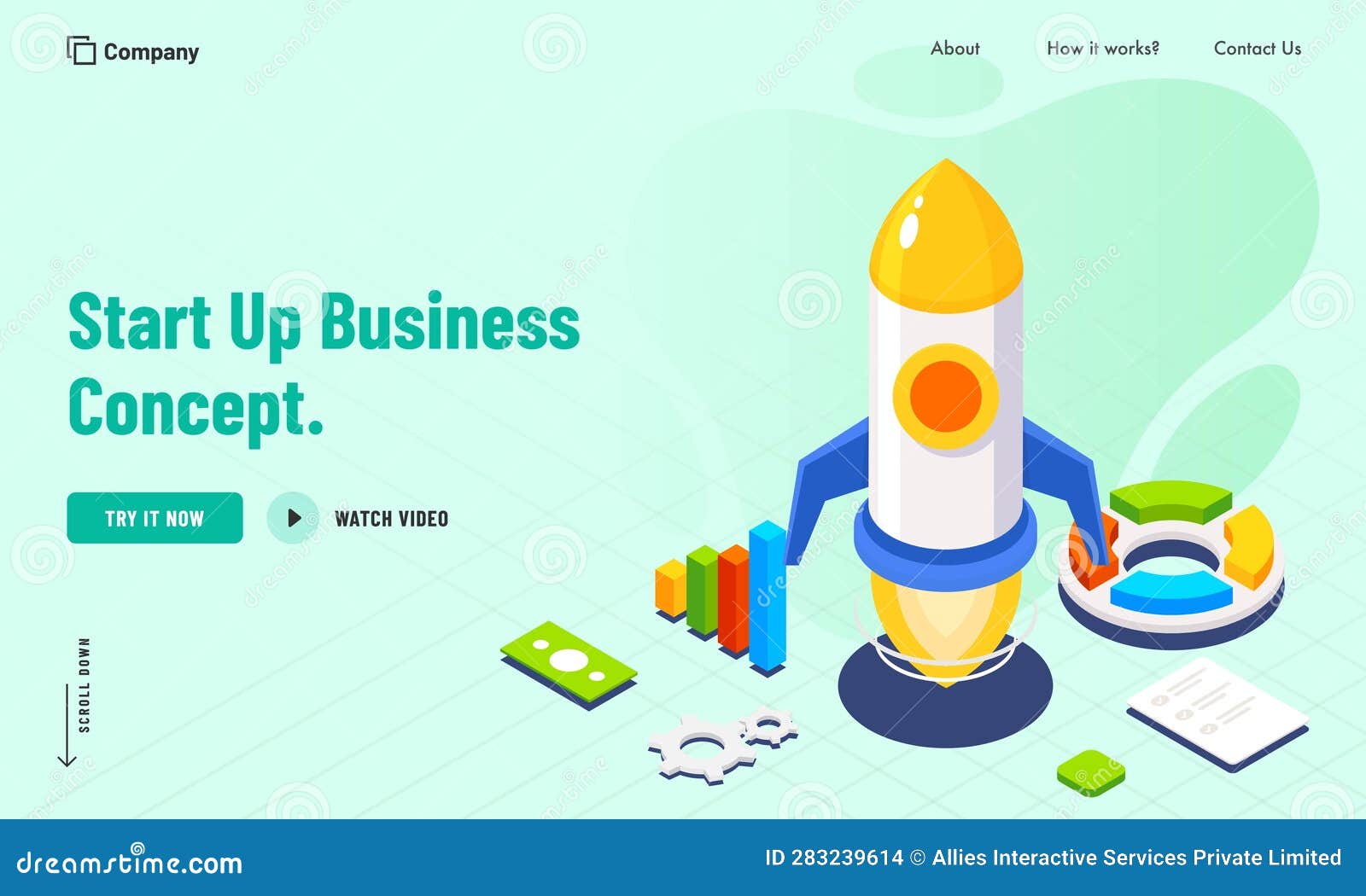 Start Up Business Concept Based Landing Page with Successful Launching ...
