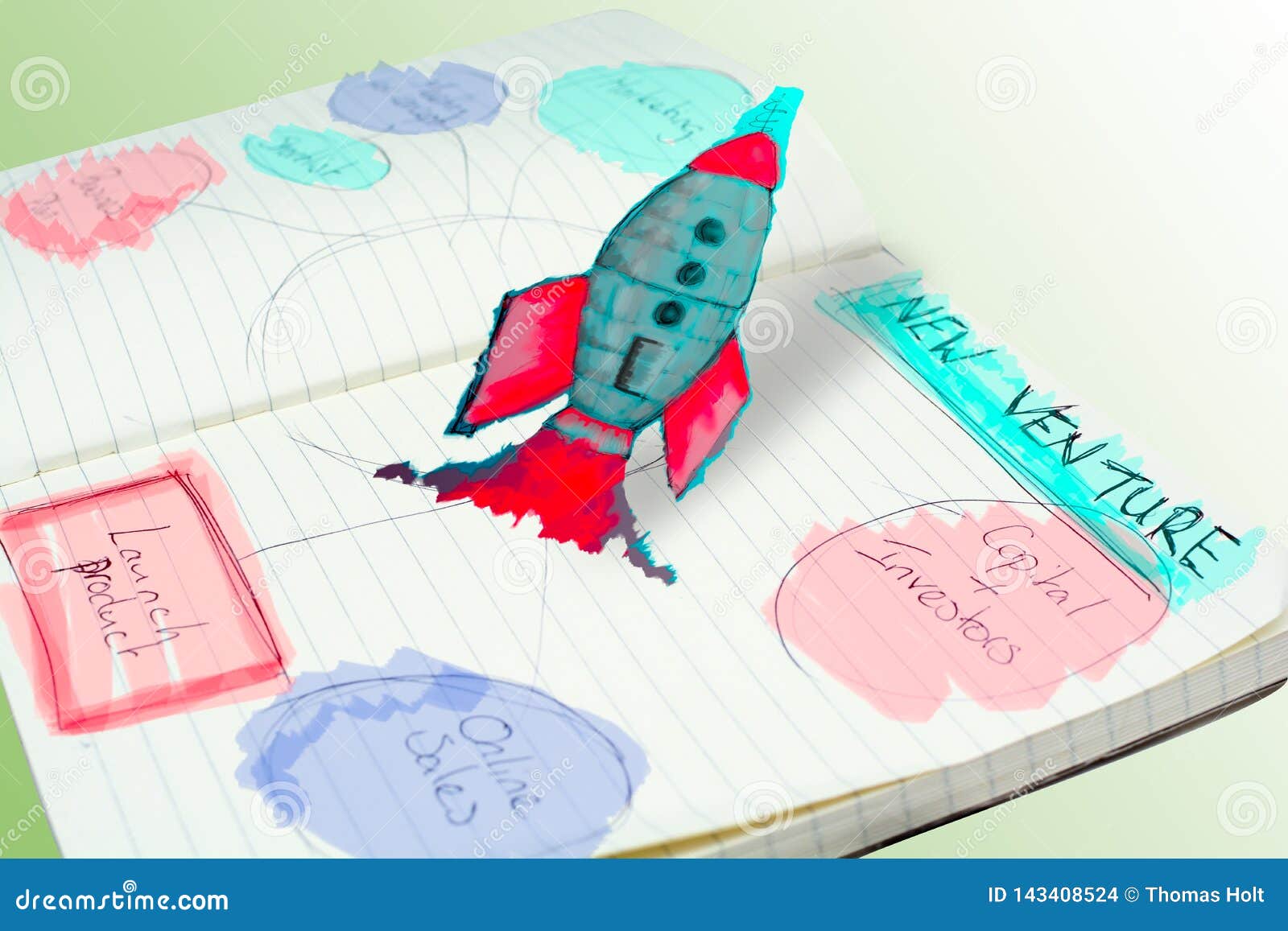 Start Up Business Ideas for New Venture in a Note Book Stock Photo ...