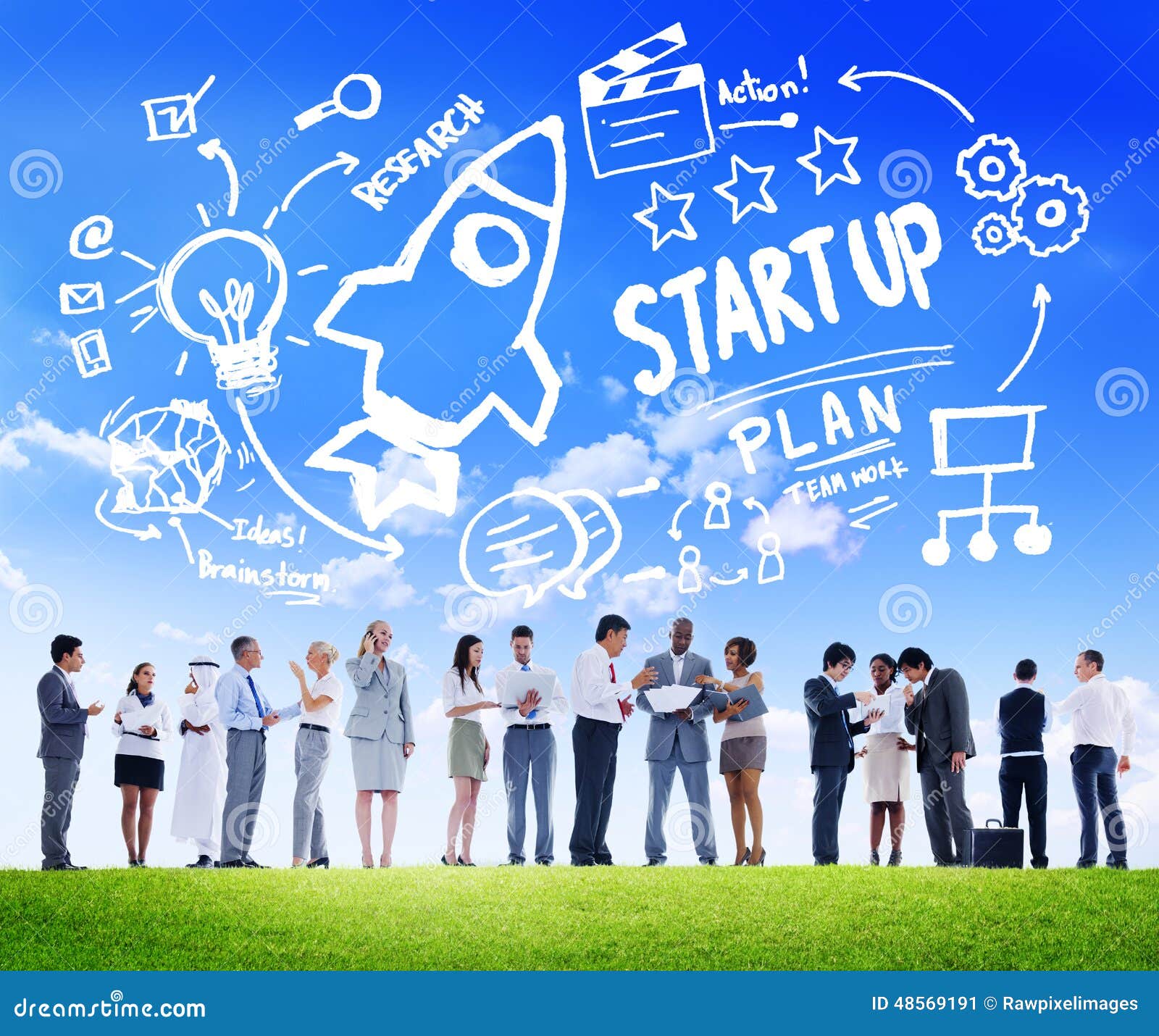 Start Up Business Launch Success Business Communication Concept Stock ...