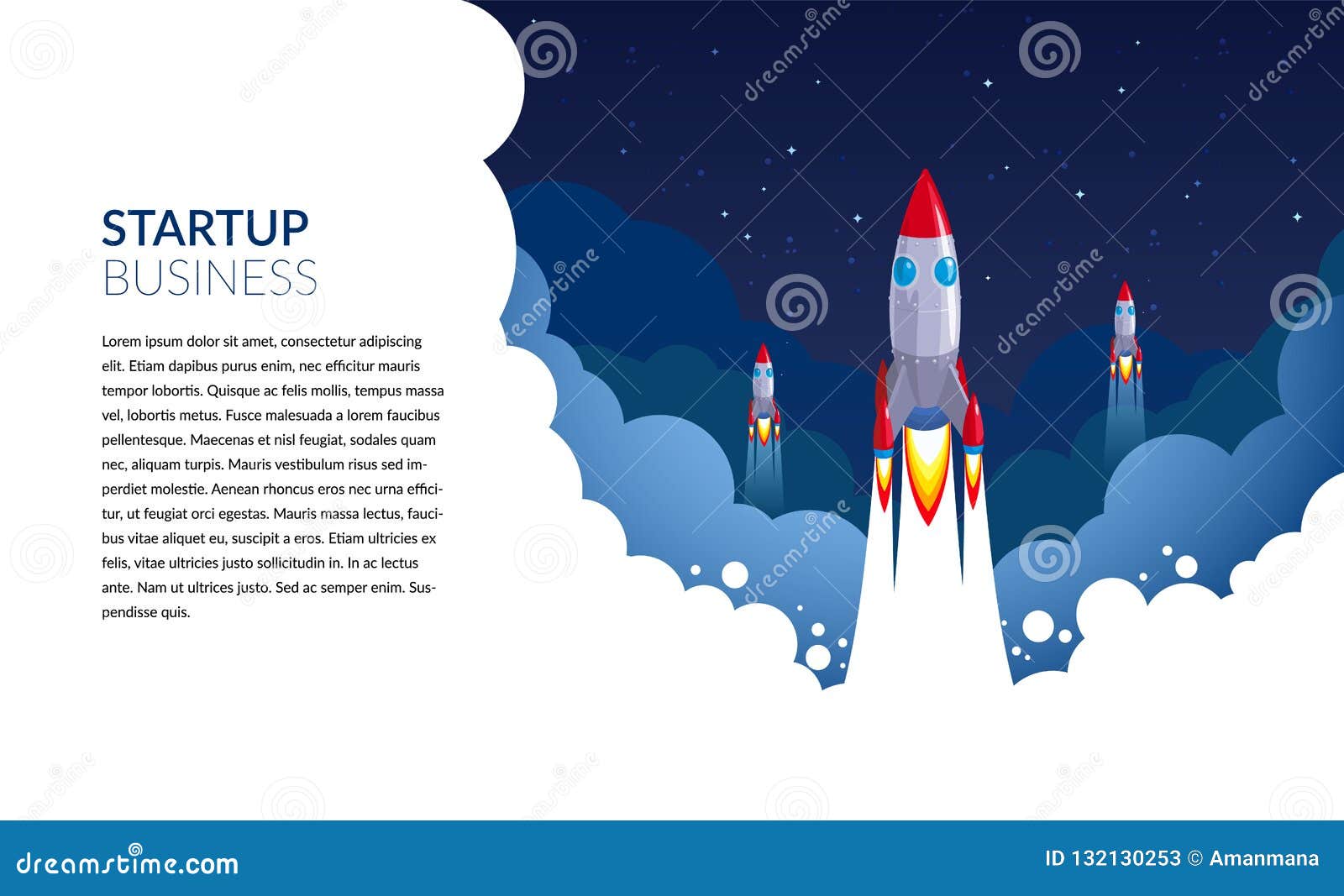 Start Up Business Rocket Vector Illustration For Space Banners Or ...
