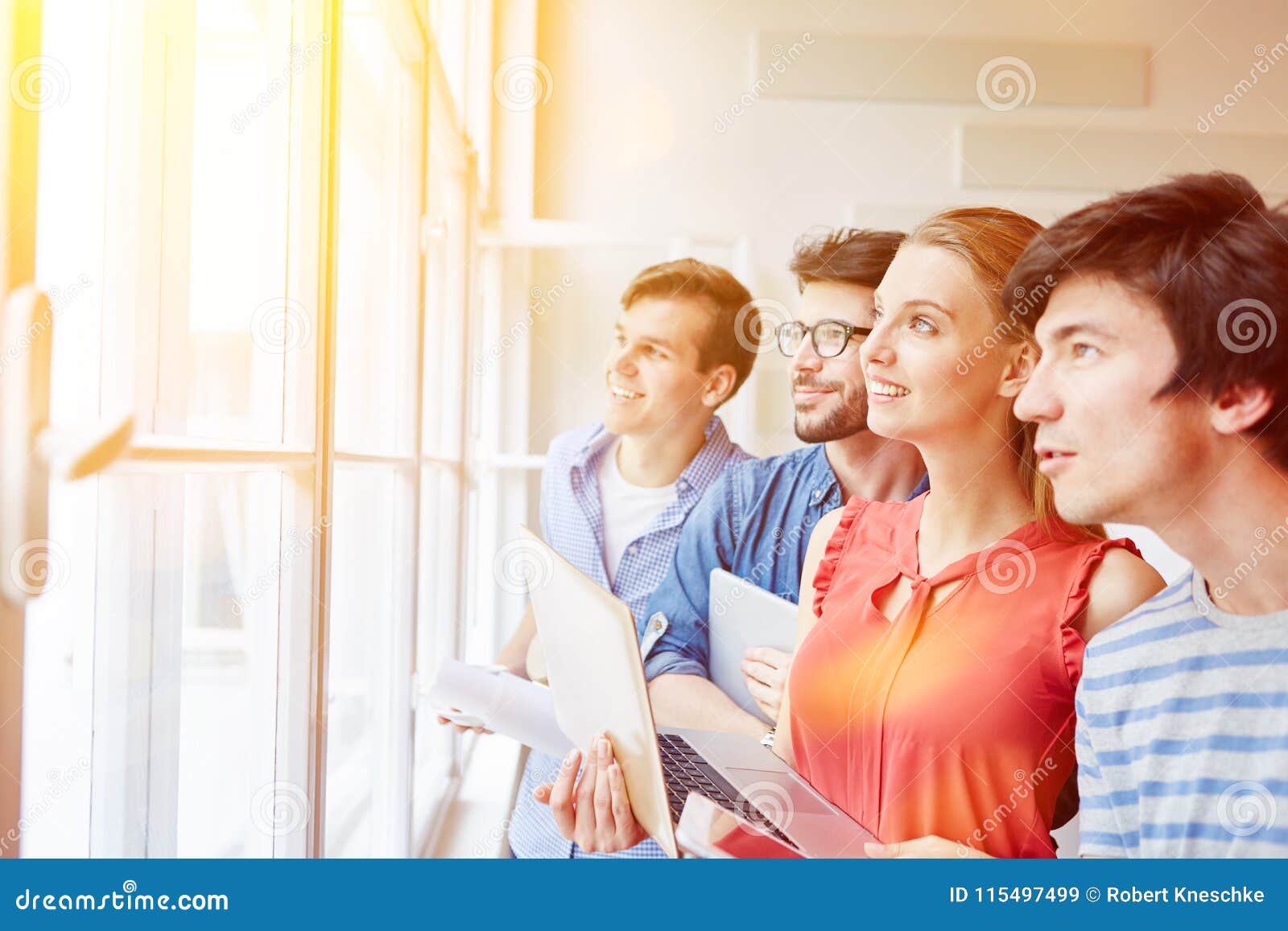 Start-up Business Team Looking through Window Stock Image - Image of ...