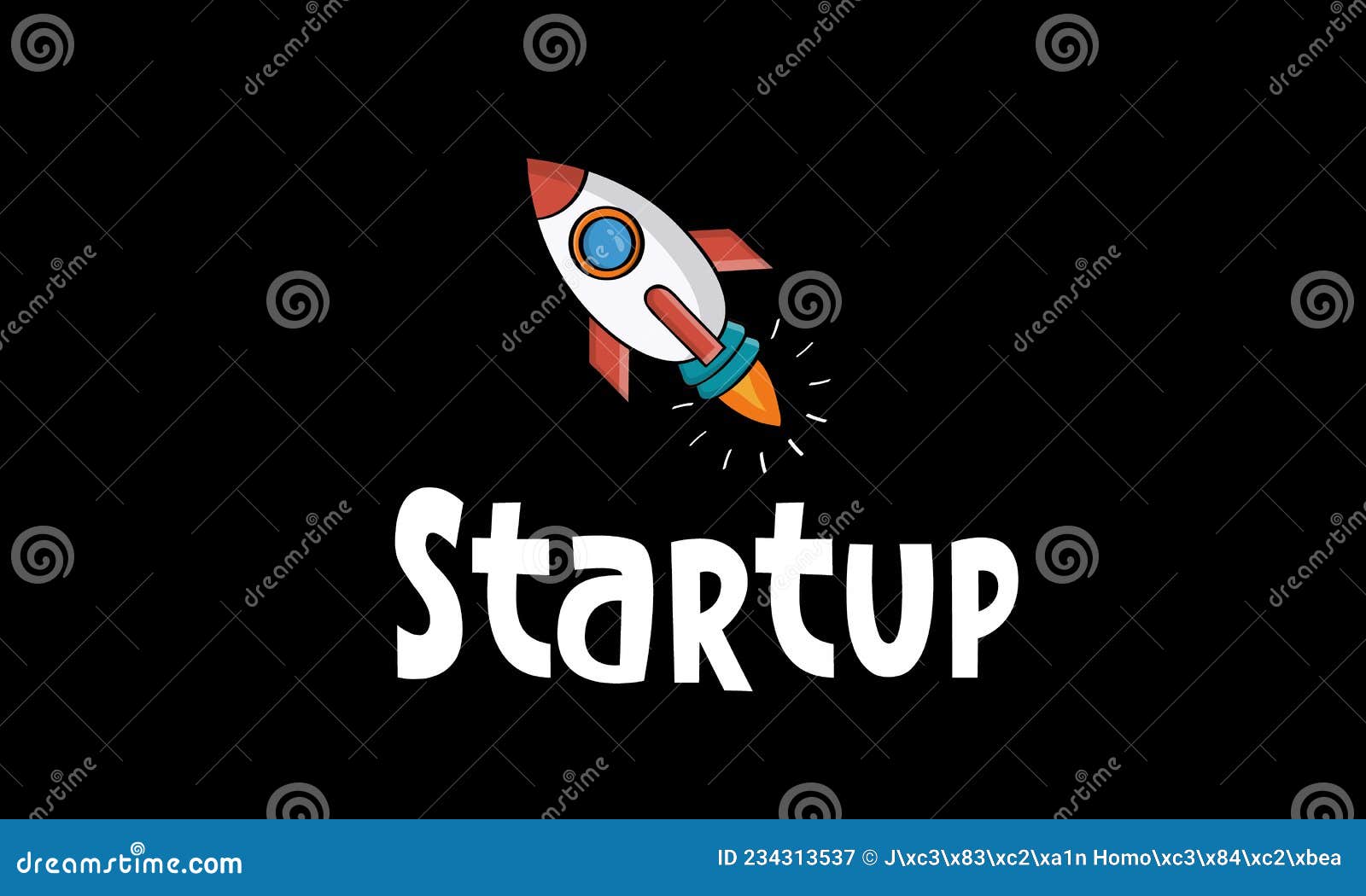 Start Up Concept - Comic Start Up Text with Rocket Launch. Stock Vector ...