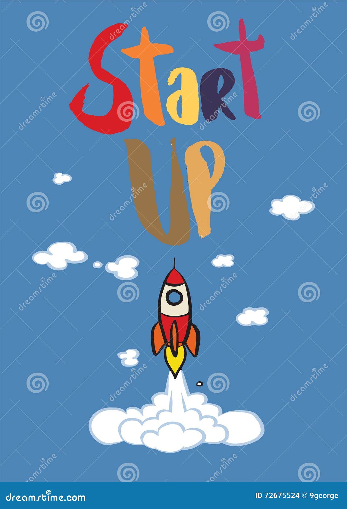 Start Up Concept. Hand Painted Brush Lettering,Typographic Poste Stock ...