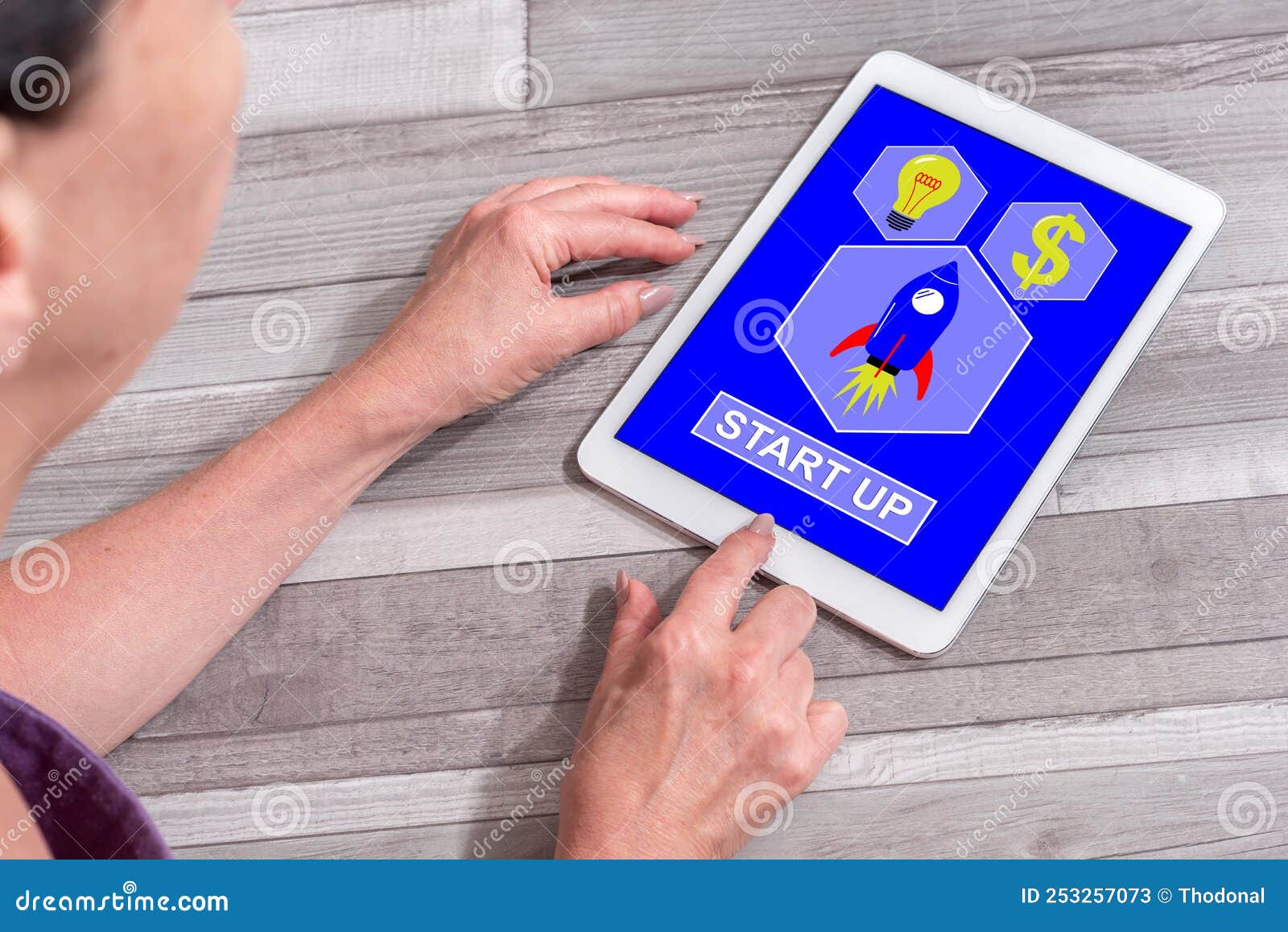 Start Up Concept on a Tablet Stock Image - Image of dollar, rise: 253257073