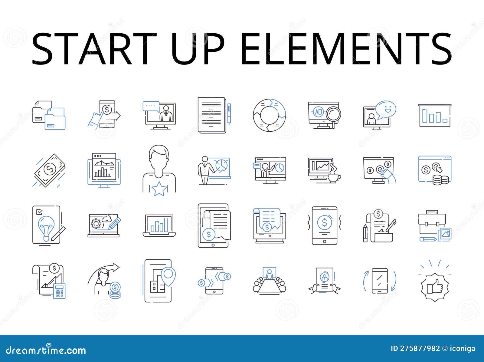 Commencement Phase Line Icons Collection. Introduction, Activation ...