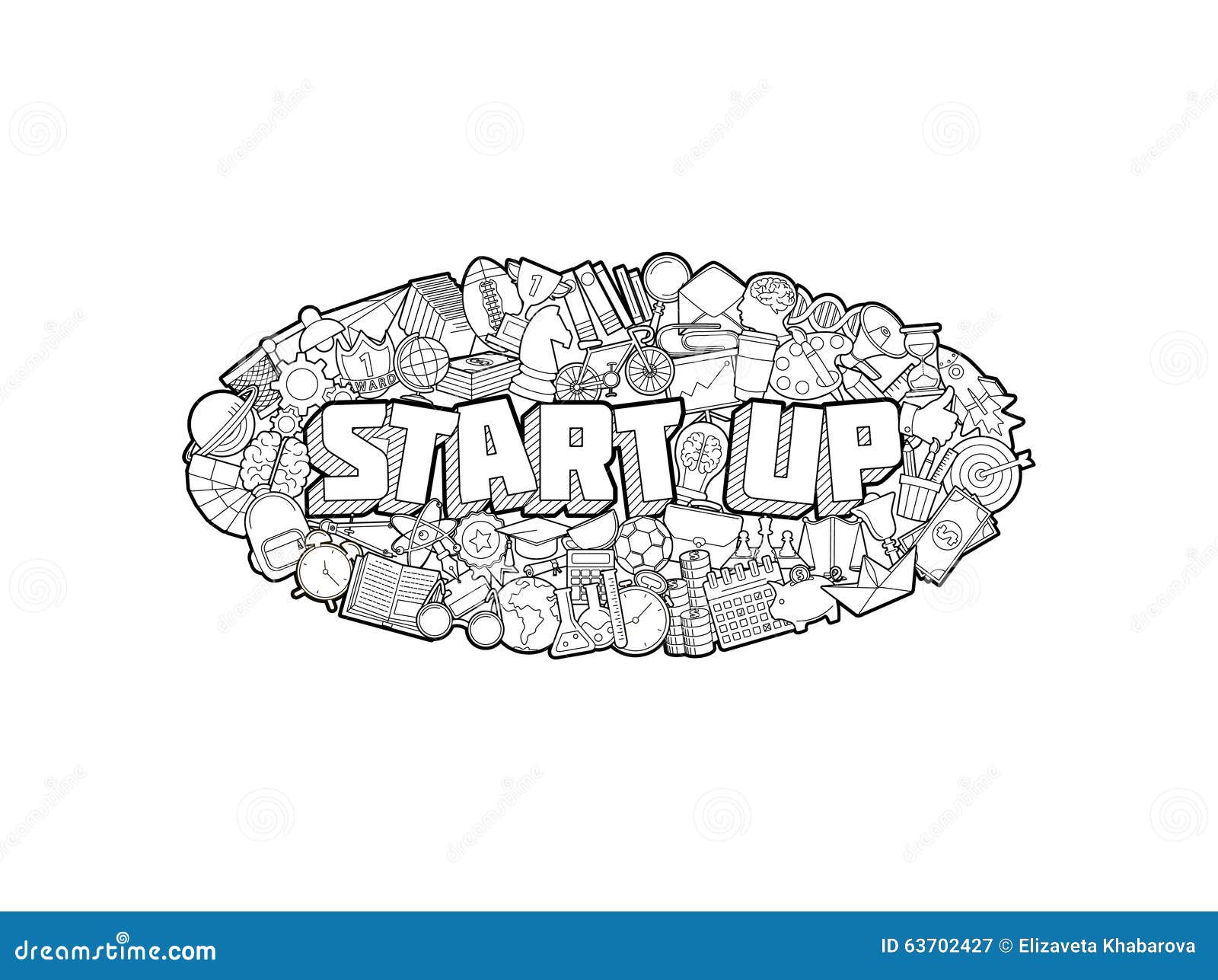 Start Up - Hand Lettering And Doodles Elements Sketch. Vector ...