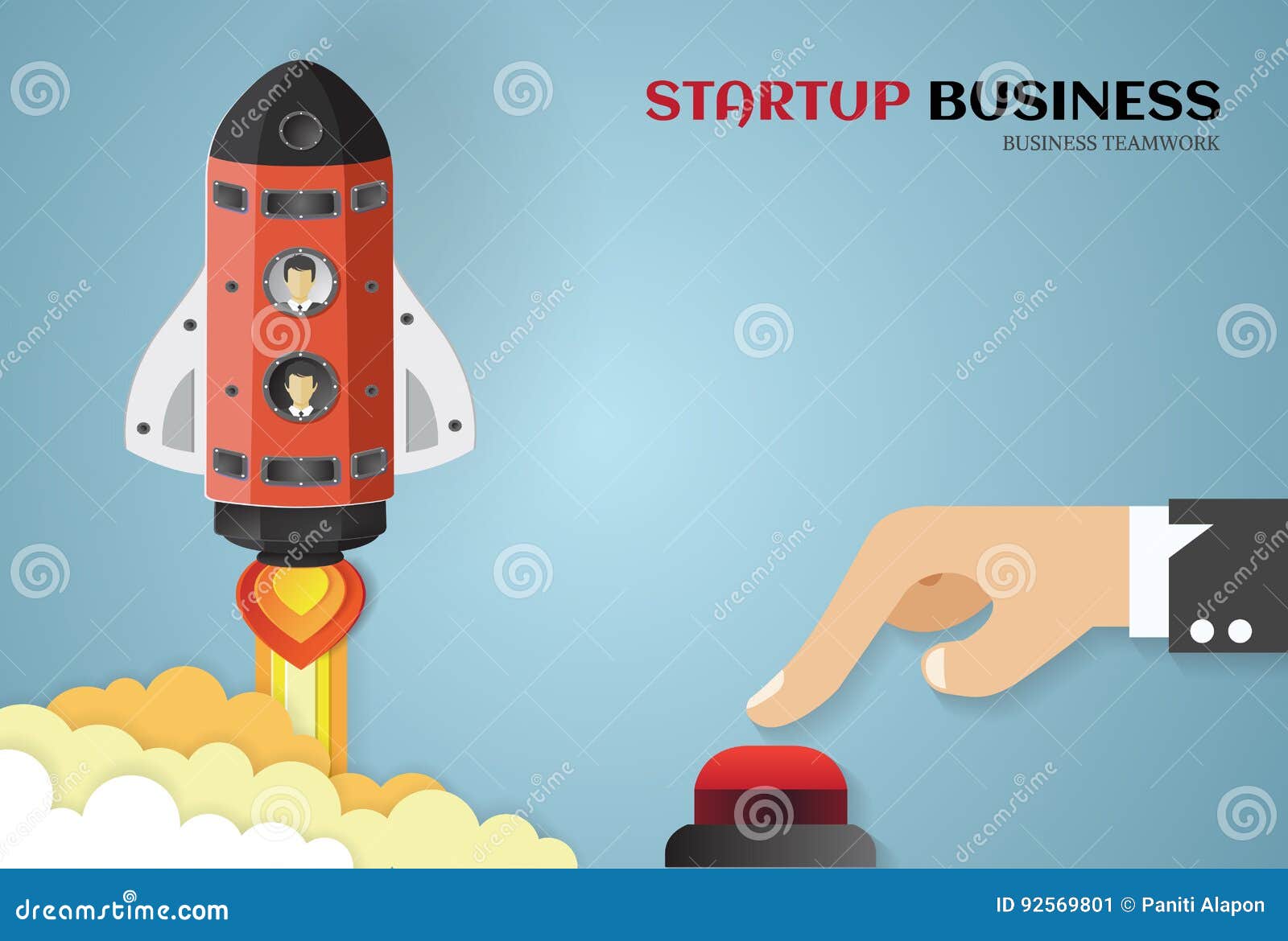 Start Up. Hands Pushing the Start Button,business Concept Stock Vector ...