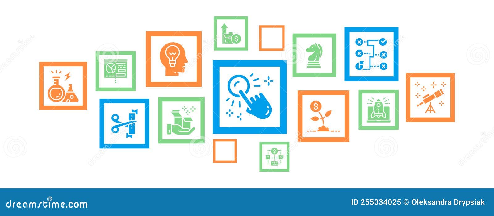 Start Up Icons Infographic Banner. Time Management, Idea Generation ...