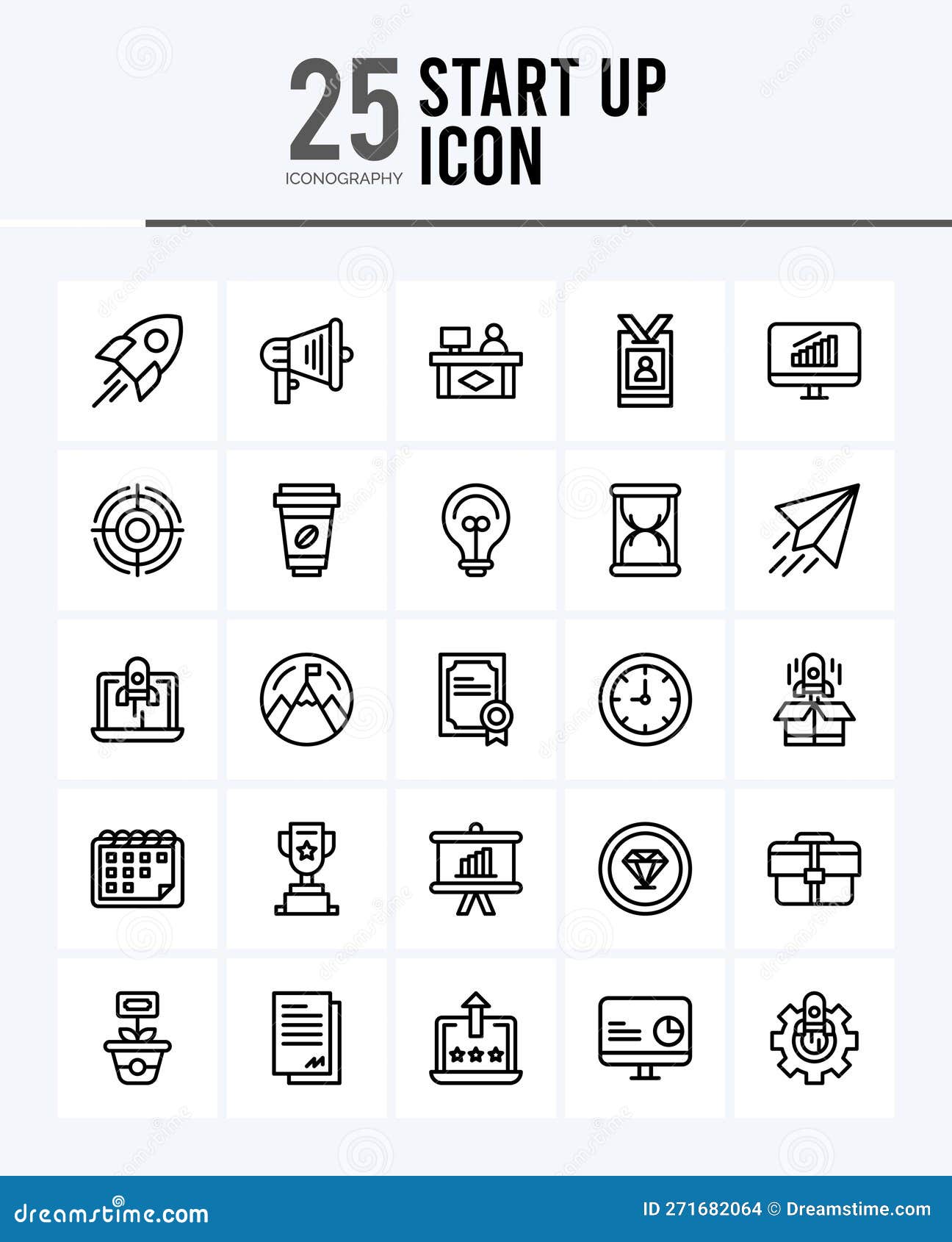 25 Start Up Outline Icons Pack Vector Illustration Stock Vector ...