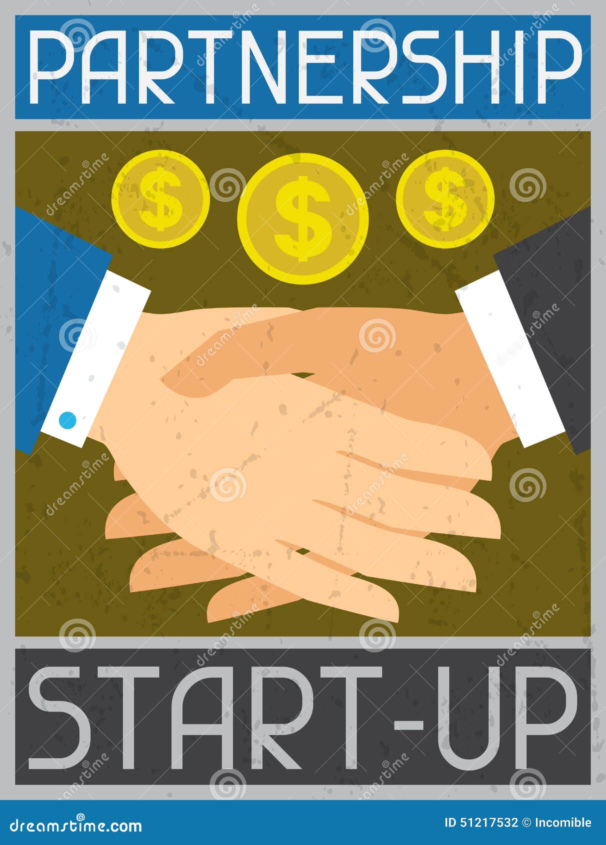 Start-up Partnership. Retro Poster in Flat Design Stock Vector ...