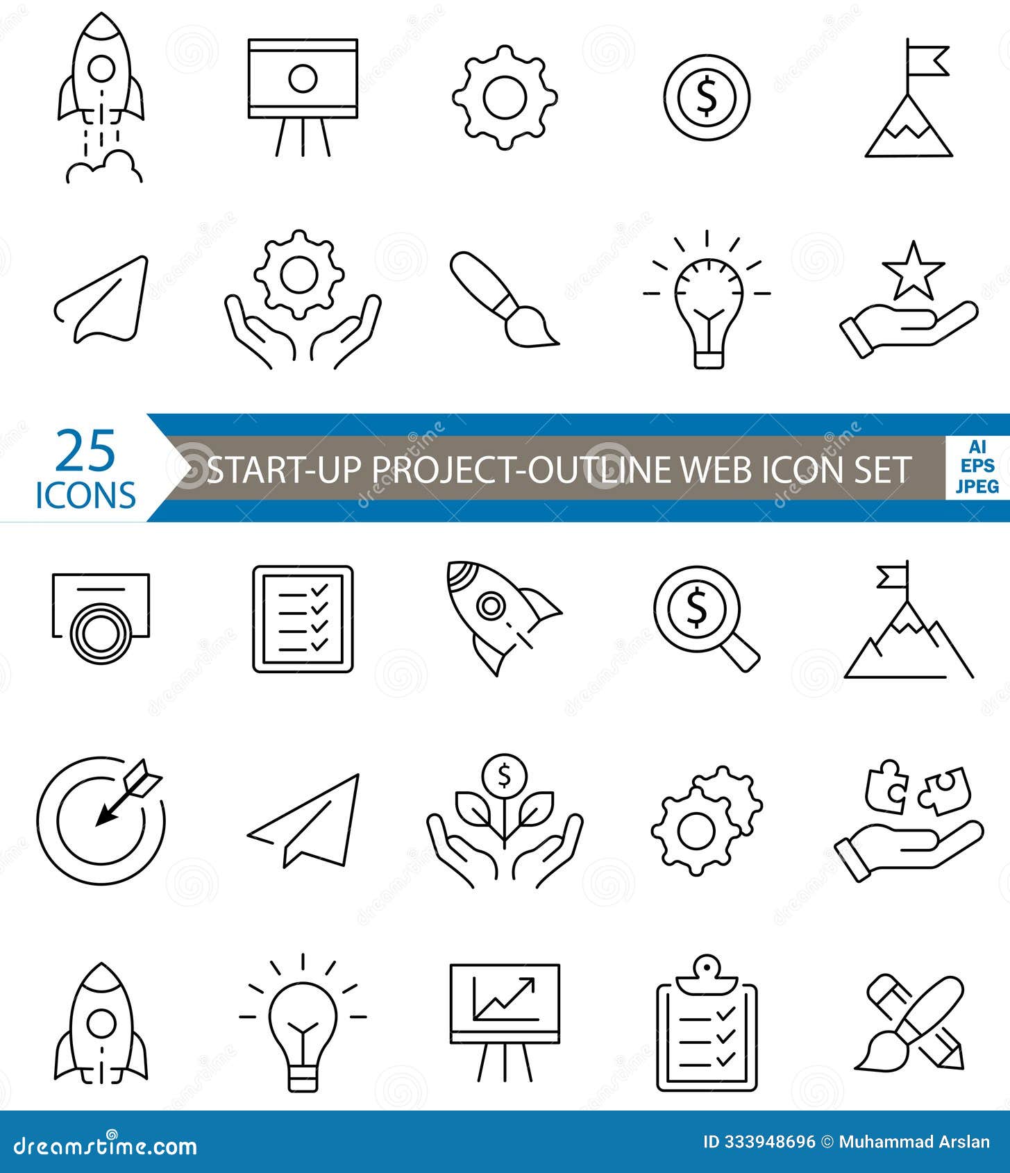 Start-up Project- Outline Web Icon Set Vector Illustrator Set Stock ...