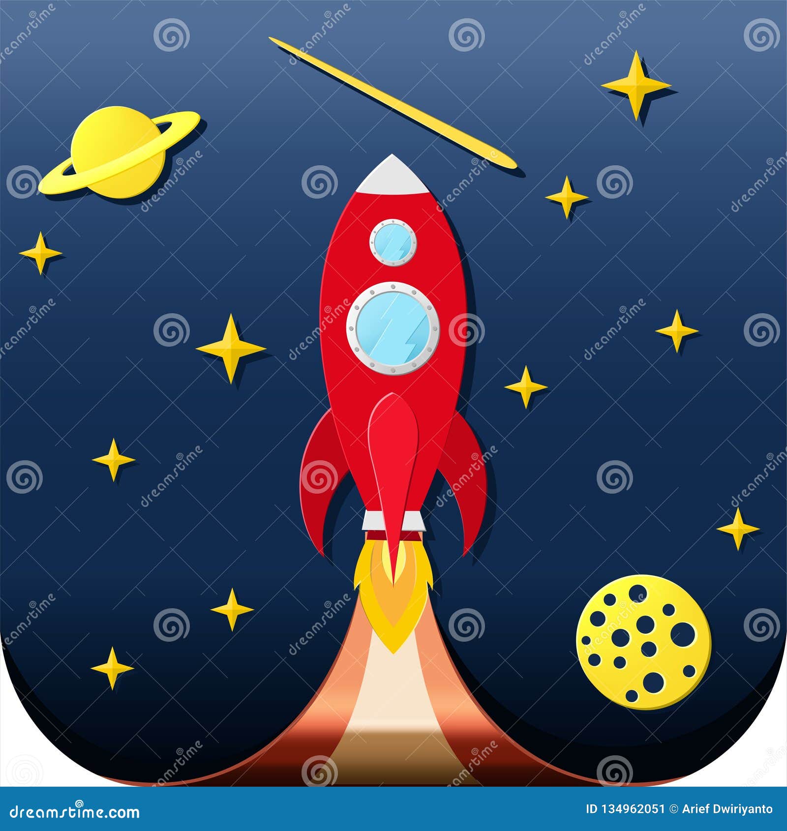 Start Up Rocket in Space with Blue Backroud Stock Illustration ...