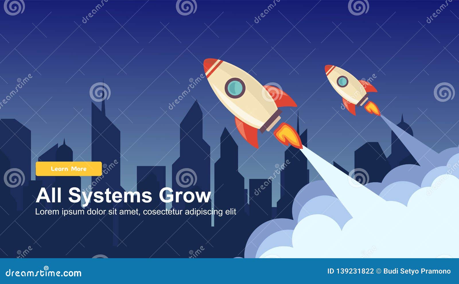 Start Up Simple Rocket Web Design, Responsive Web Design Flat Vector ...
